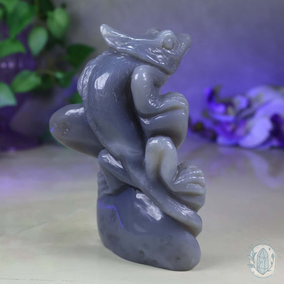 Hand Carved Amethyst Geode Lizard on Rock | New Lizard Statue Carvings ...