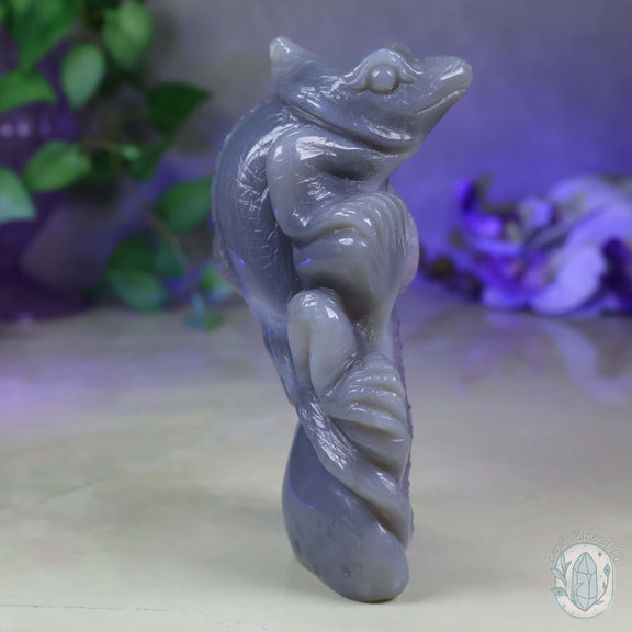 Hand Carved Amethyst Geode Lizard on Rock | New Lizard Statue Carvings ...