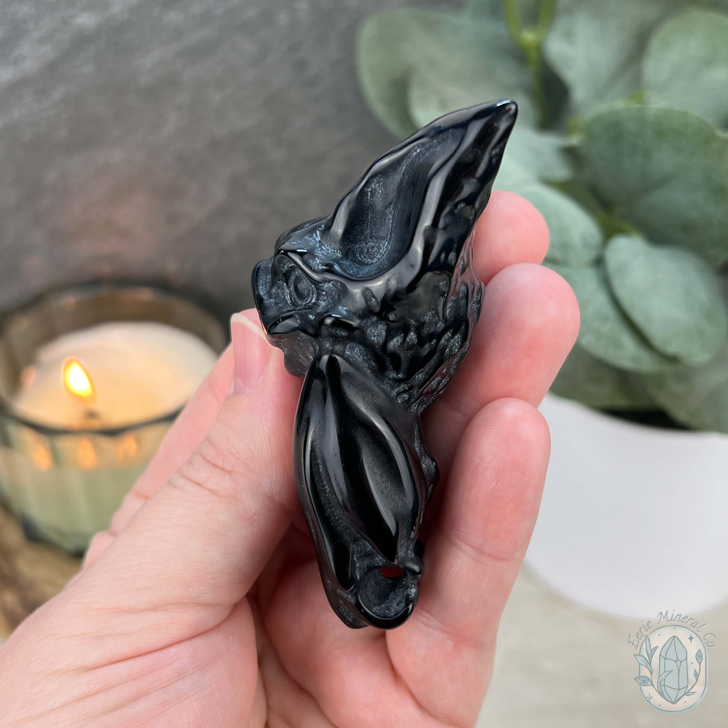 Black Obsidian Hanging Bat Carvings | New Black Obsidian Just Arrived ...
