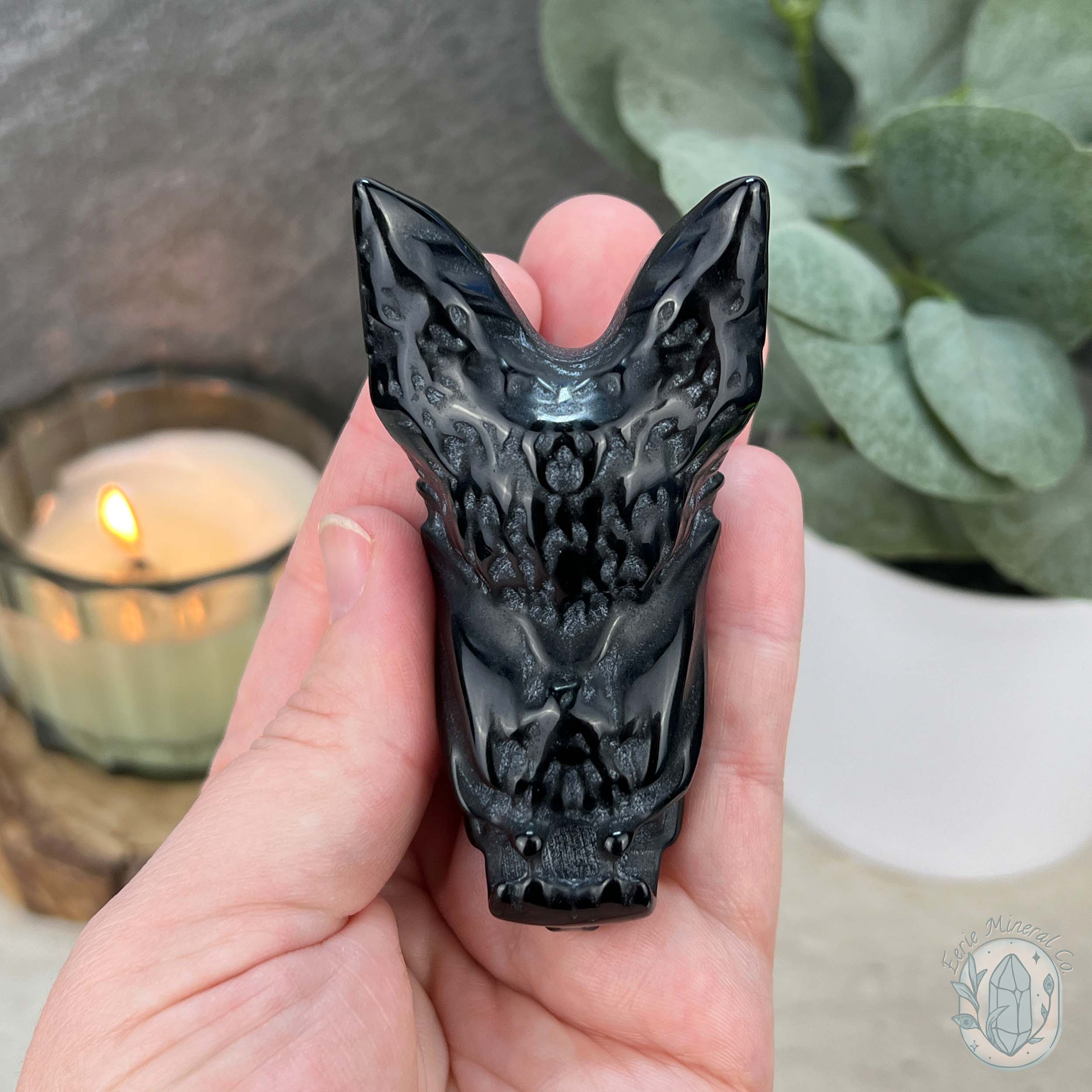 Black Obsidian Hanging Bat Carvings | New Black Obsidian Just Arrived ...