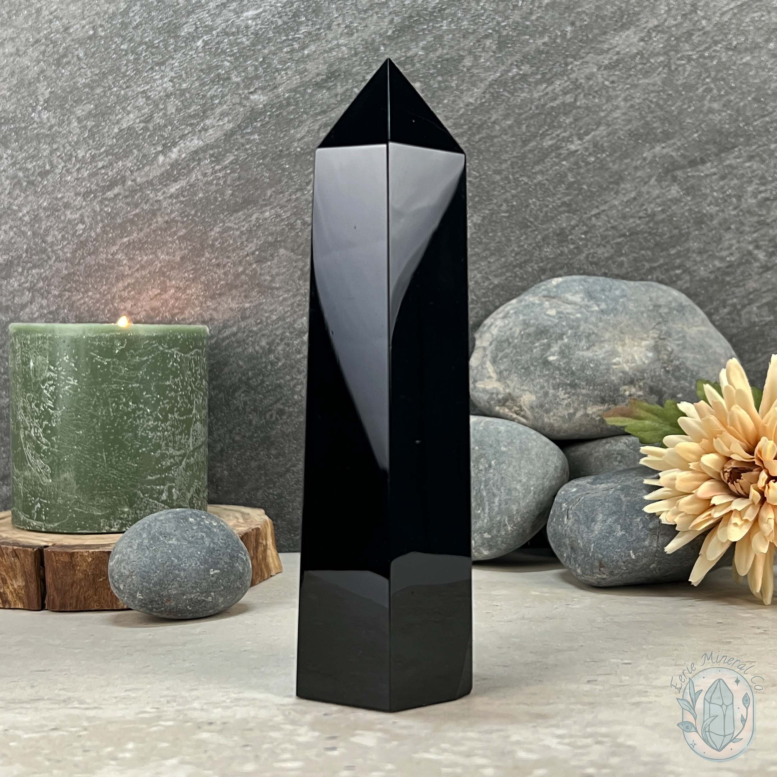 Polished Black Obsidian Tower | Obsidian Towers Available – Eerie ...