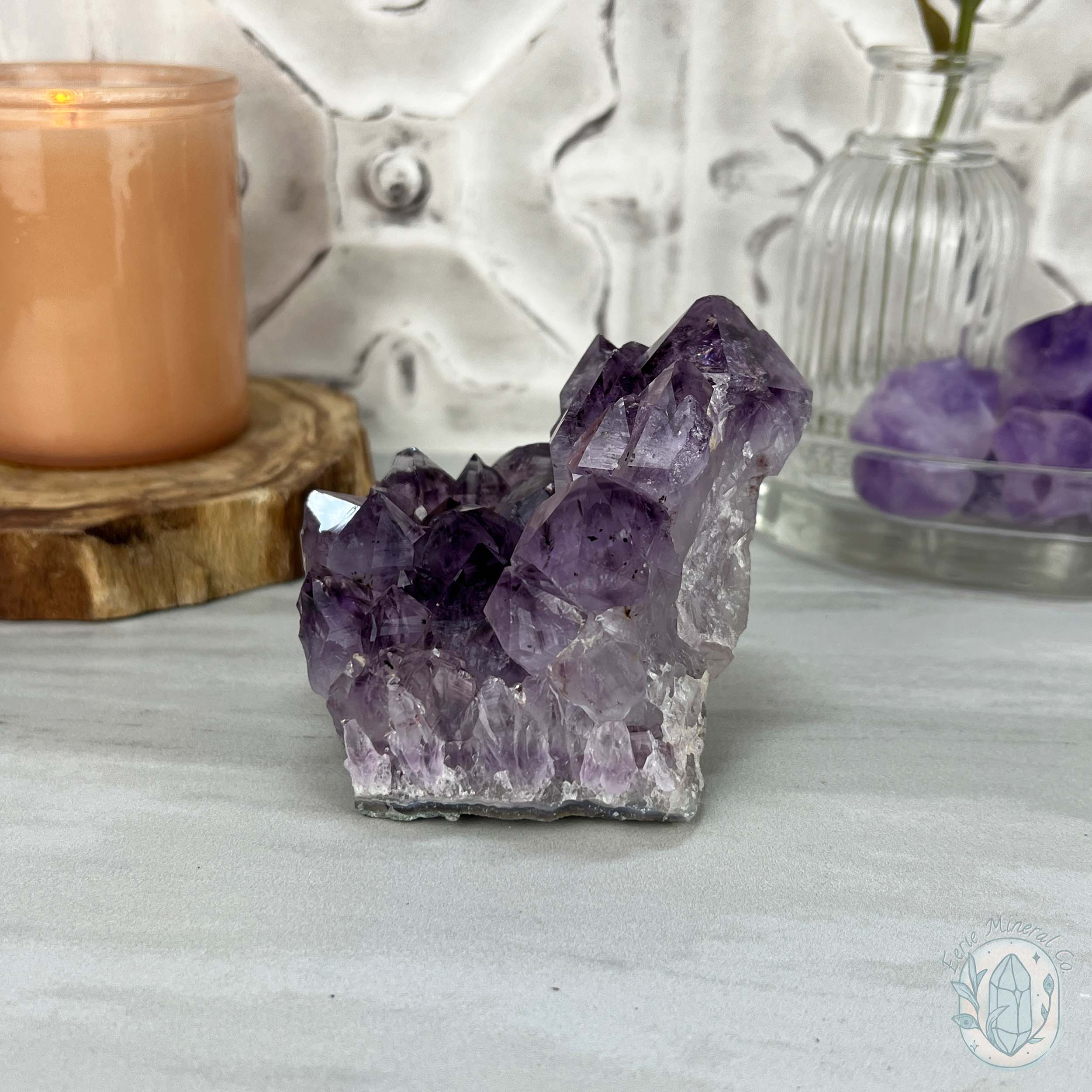 Brazilian Amethyst Crystal Cluster with Golden Goethite Inclusions ...