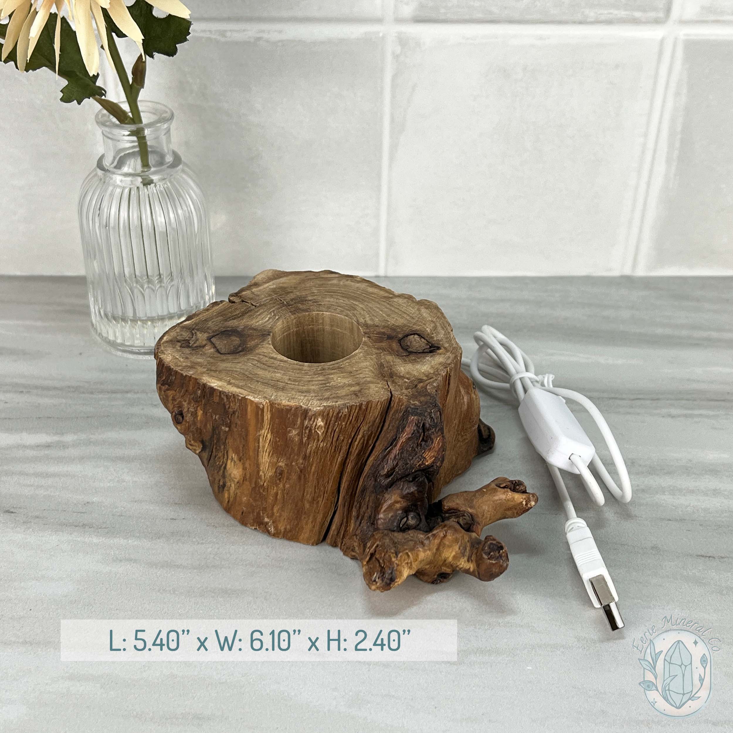 USB Powered Wood Stump LED Cool White Light Sphere Stand – Eerie ...