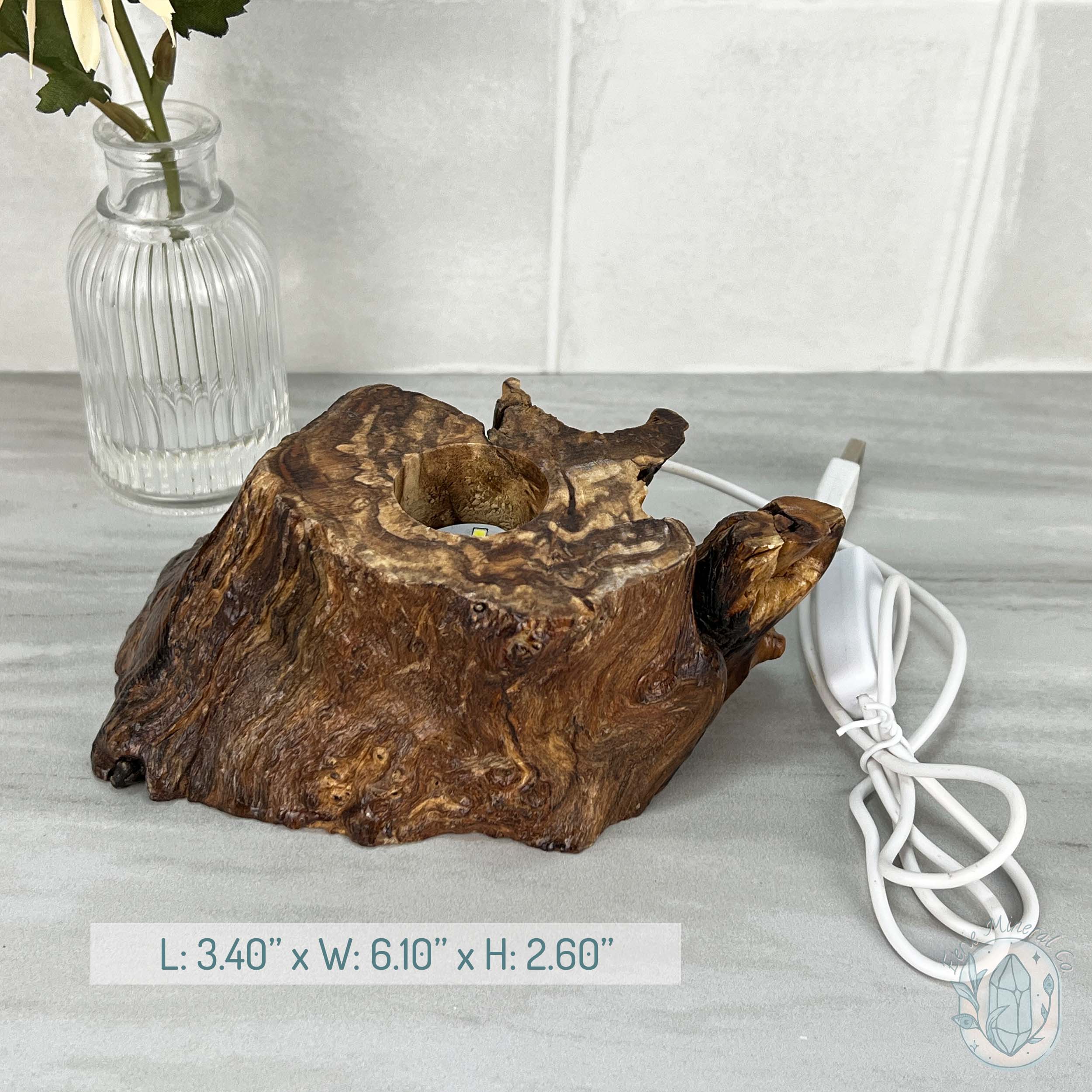 USB Powered Wood Stump LED Cool White Light Sphere Stand – Eerie ...