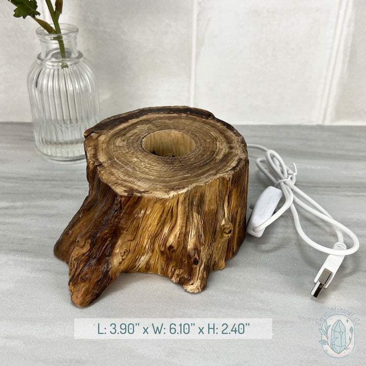 USB Powered Wood Stump LED Cool White Light Sphere Stand – Eerie ...