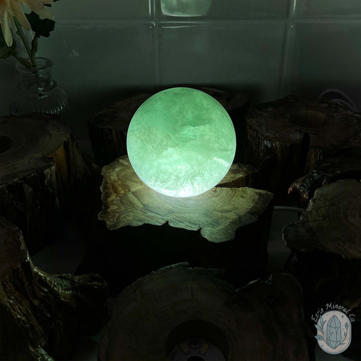 USB Powered Wood Stump LED Cool White Light Sphere Stand – Eerie ...