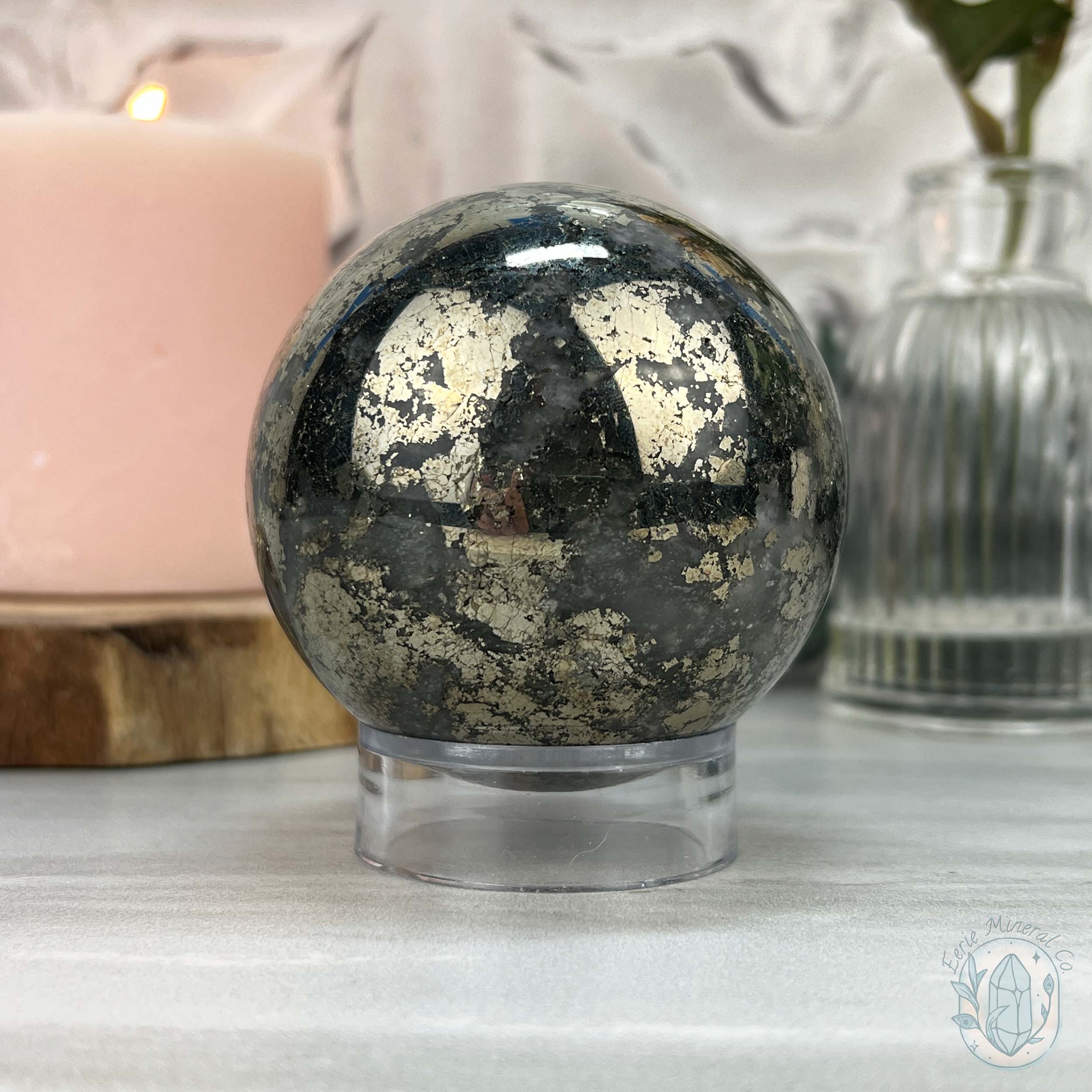 Pyrite and Quartz Polished Sphere | Crystal Spheres and Orbs Available ...