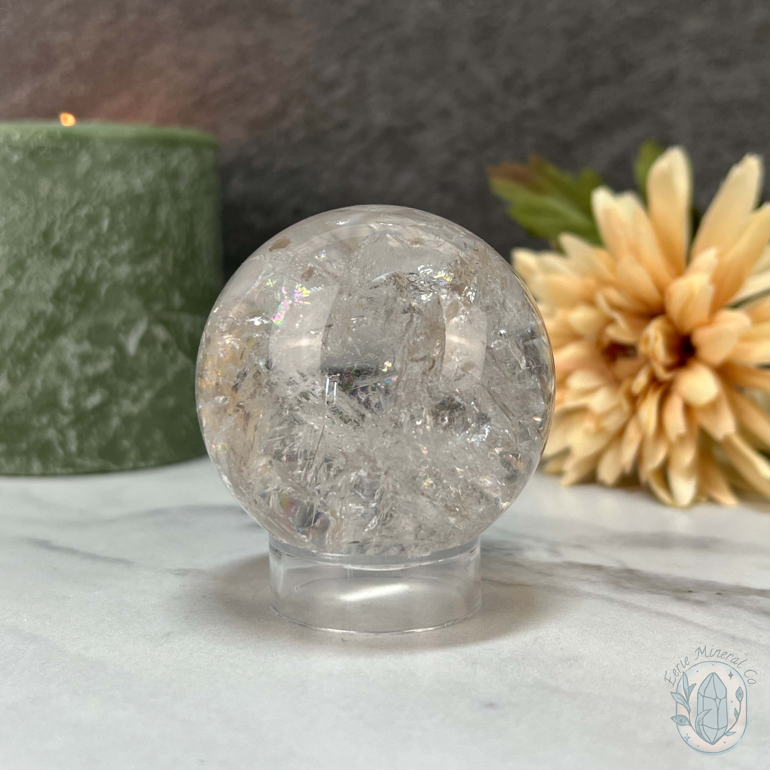 53mm Clear Rainbow Quartz Sphere | Clear Quartz Crystal Spheres – Eerie ...