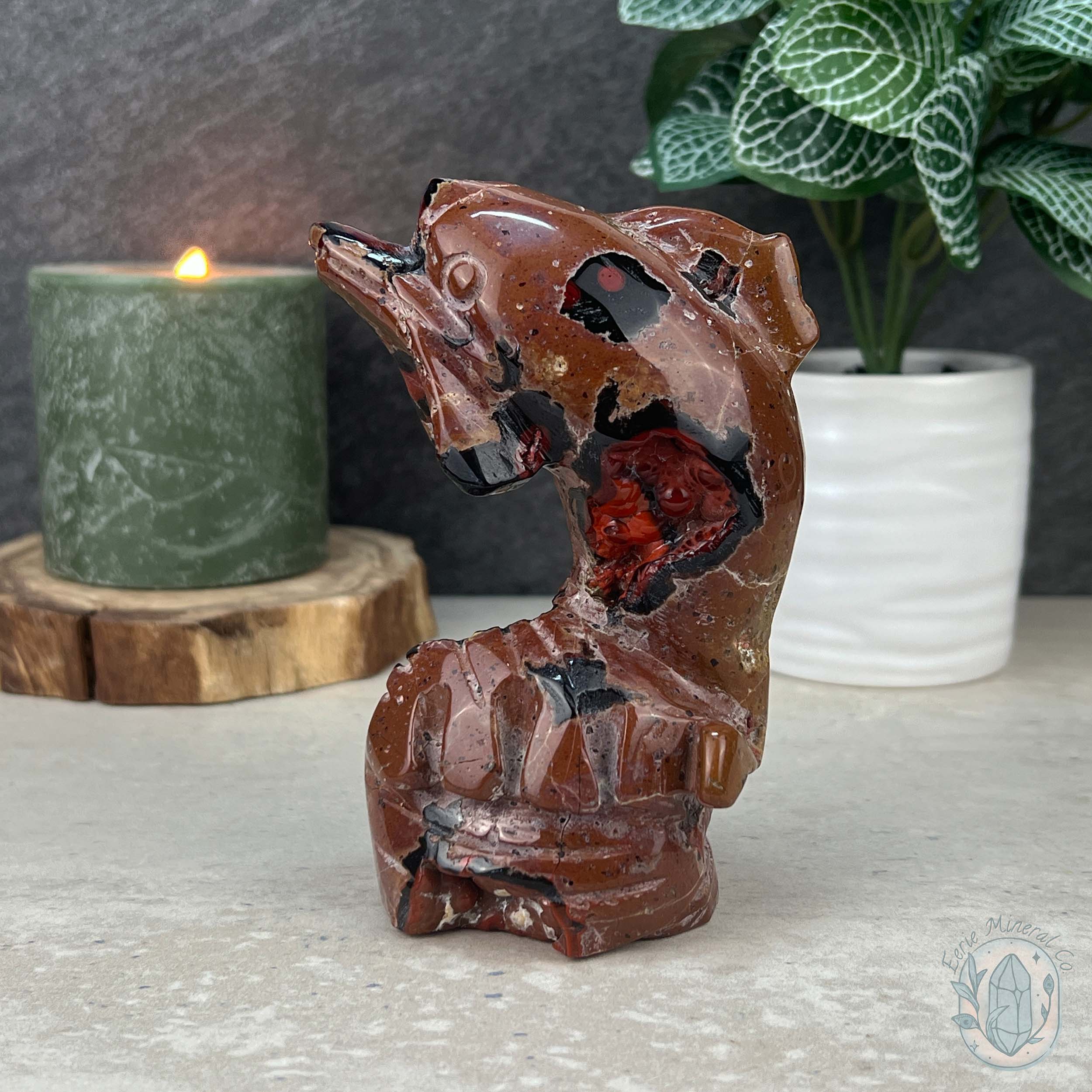 Volcanic Red Fox Botryoidal Agate Dolphin Carving – Eerie Mineral Co.