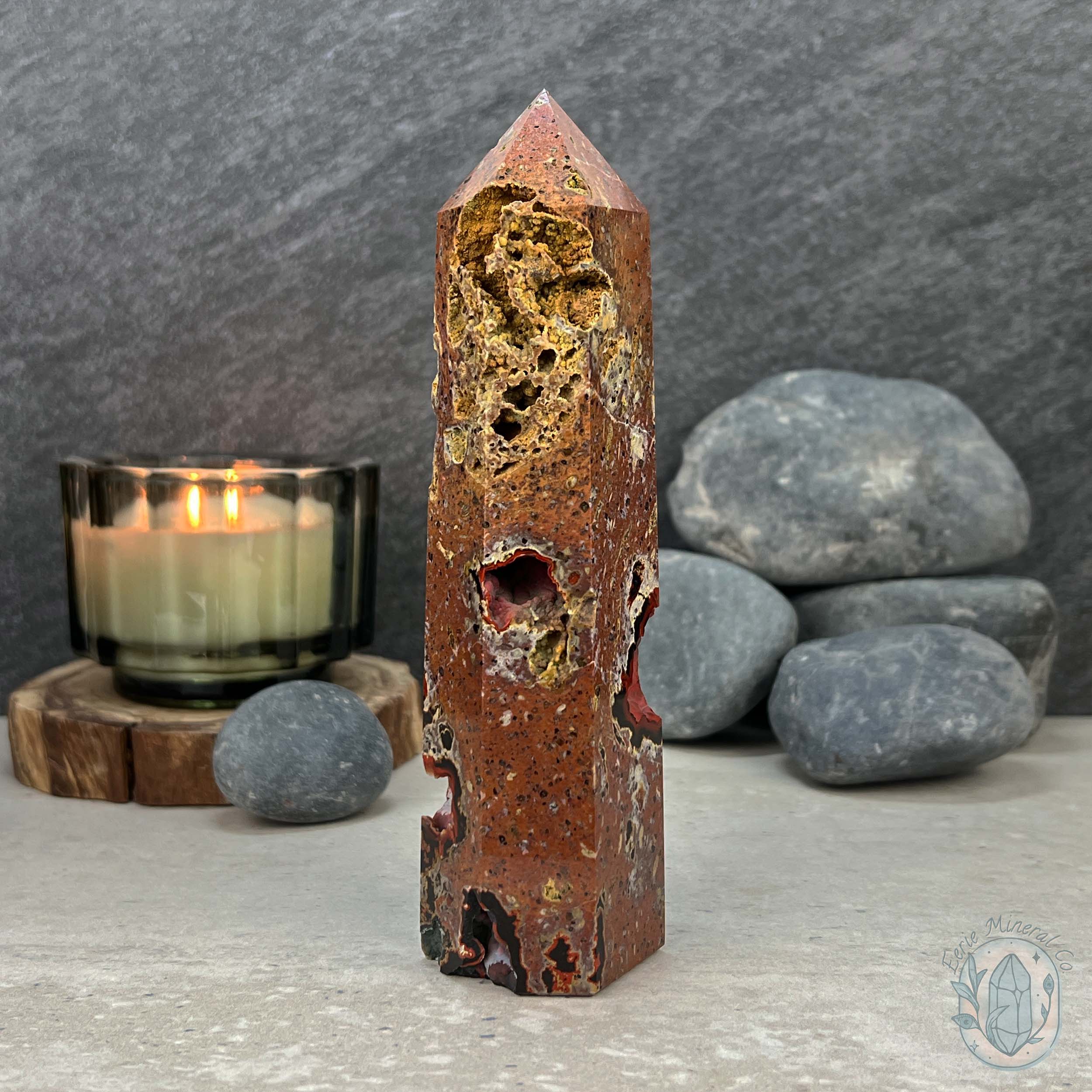 Polished Volcanic Red Fox Botryoidal Agate Tower | Points & Obelisks ...