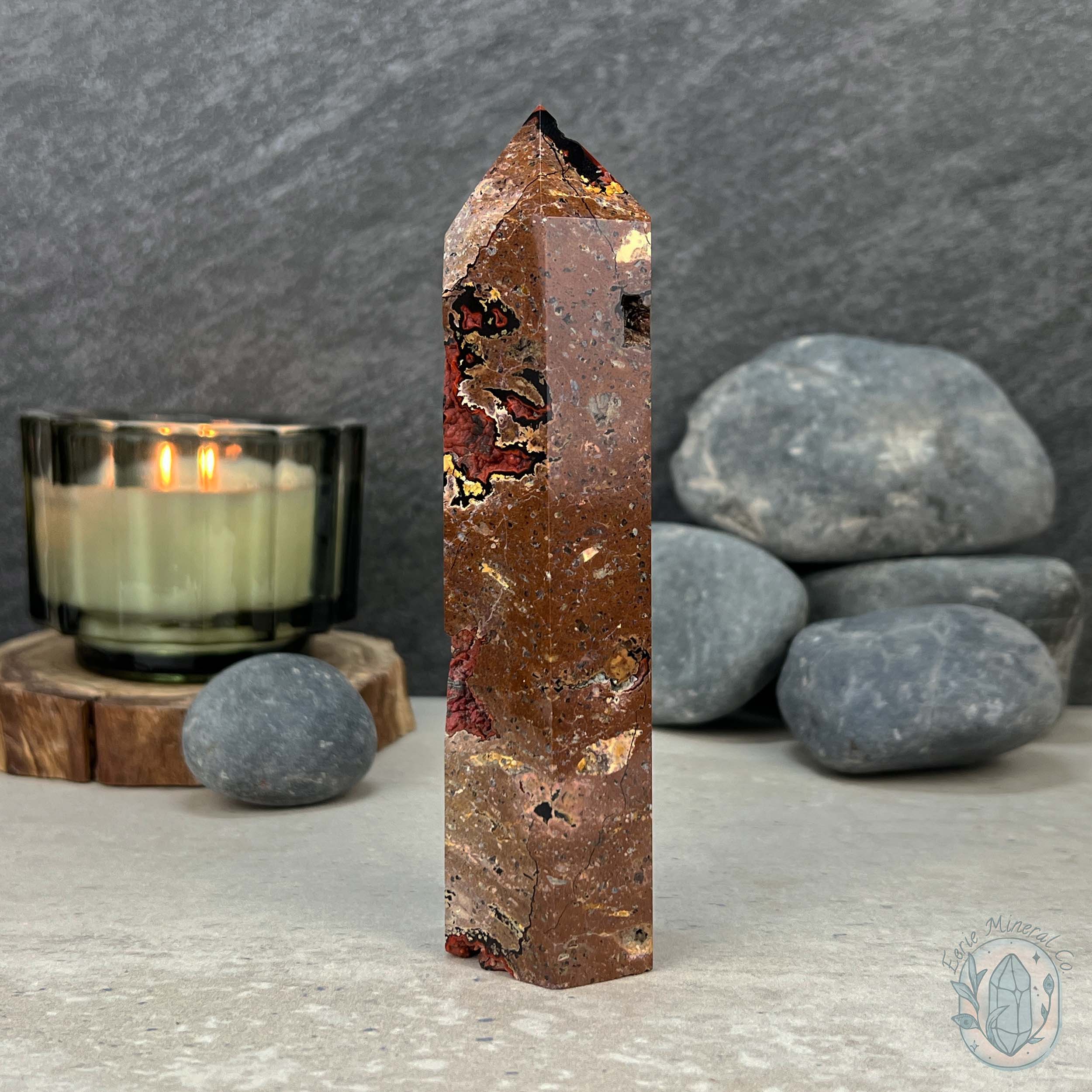 Polished Volcanic Red Fox Botryoidal Agate Tower | Eerie Mineral Co.