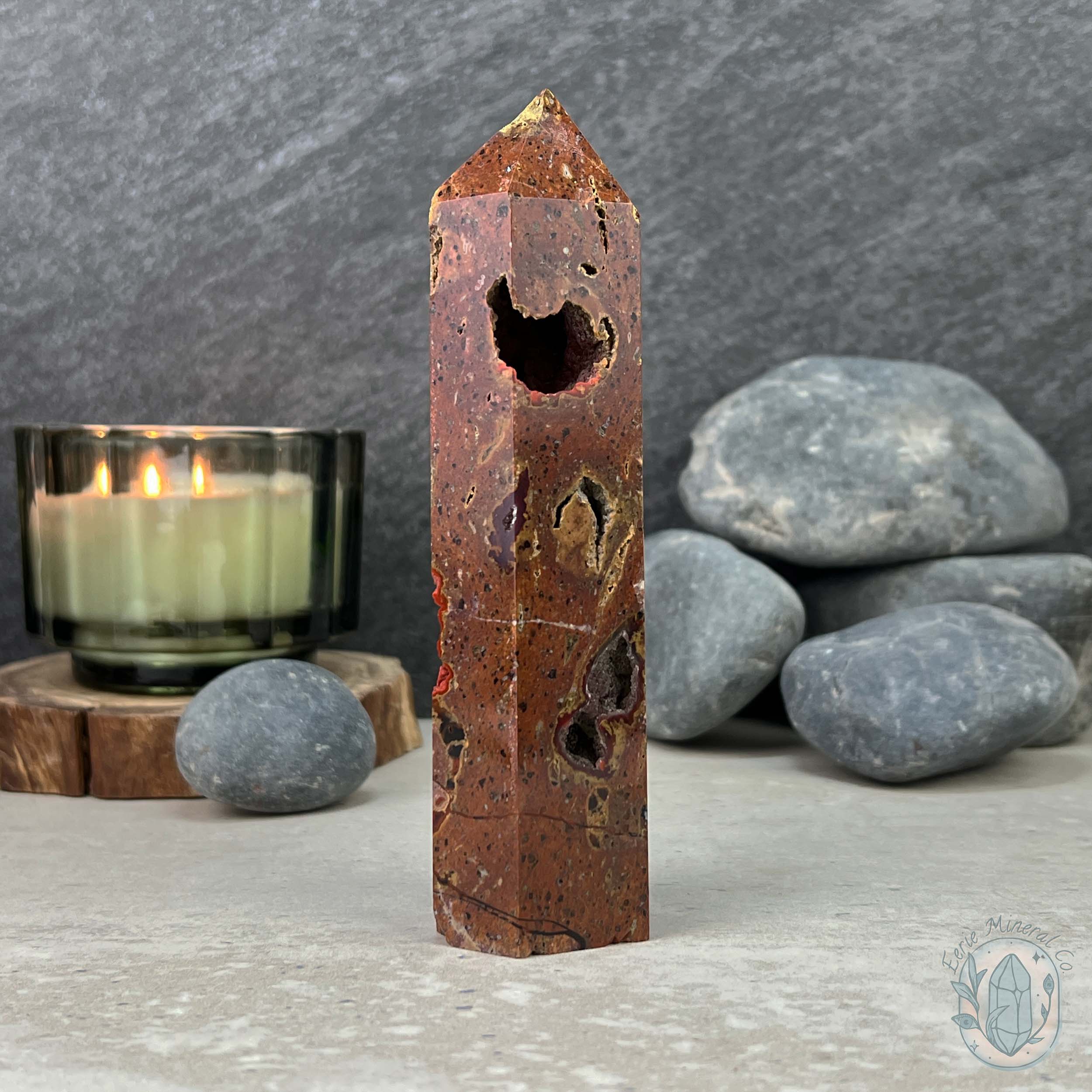 Polished Volcanic Red Fox Botryoidal Agate Tower | Eerie Mineral Co.