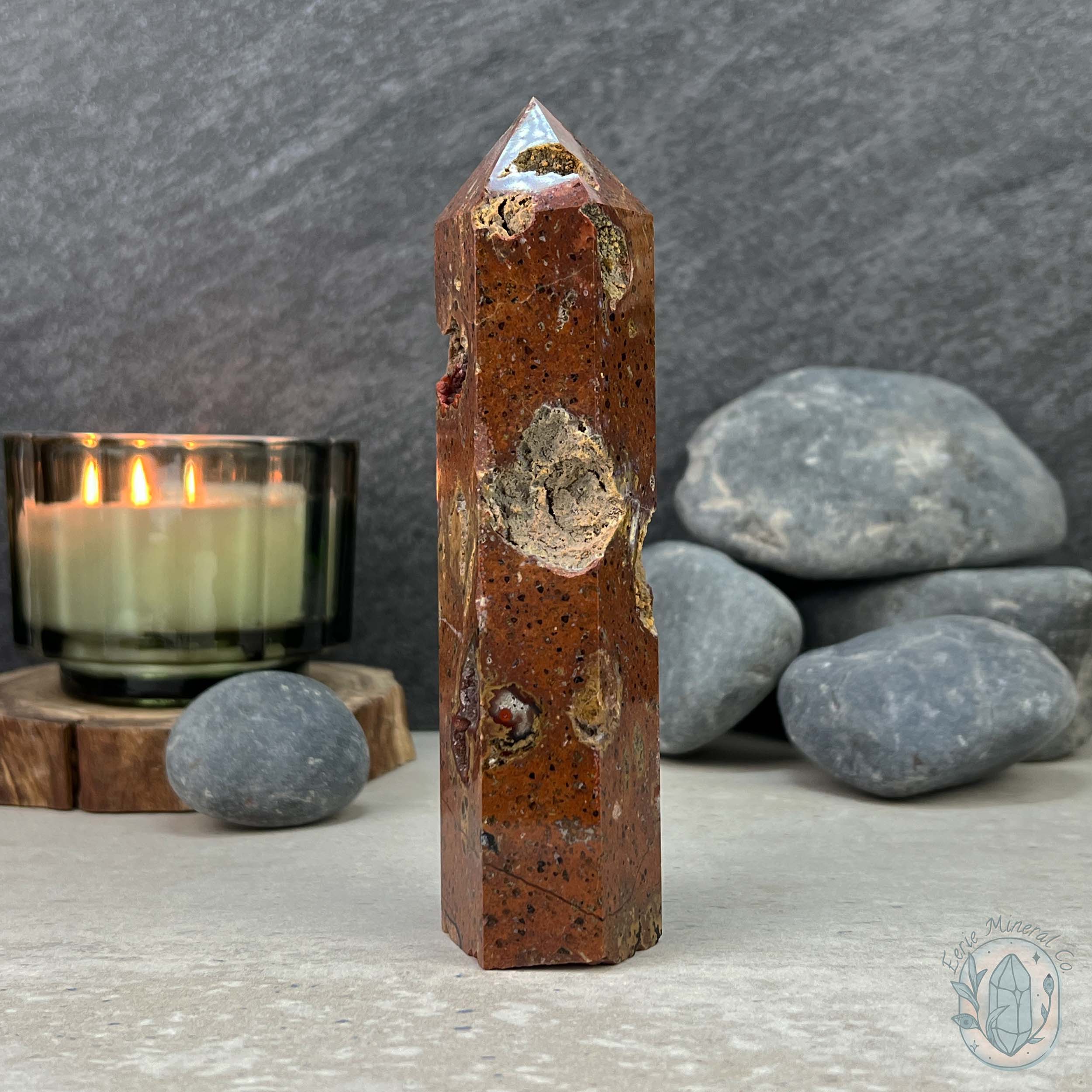 Polished Volcanic Red Fox Botryoidal Agate Tower | Eerie Mineral Co.