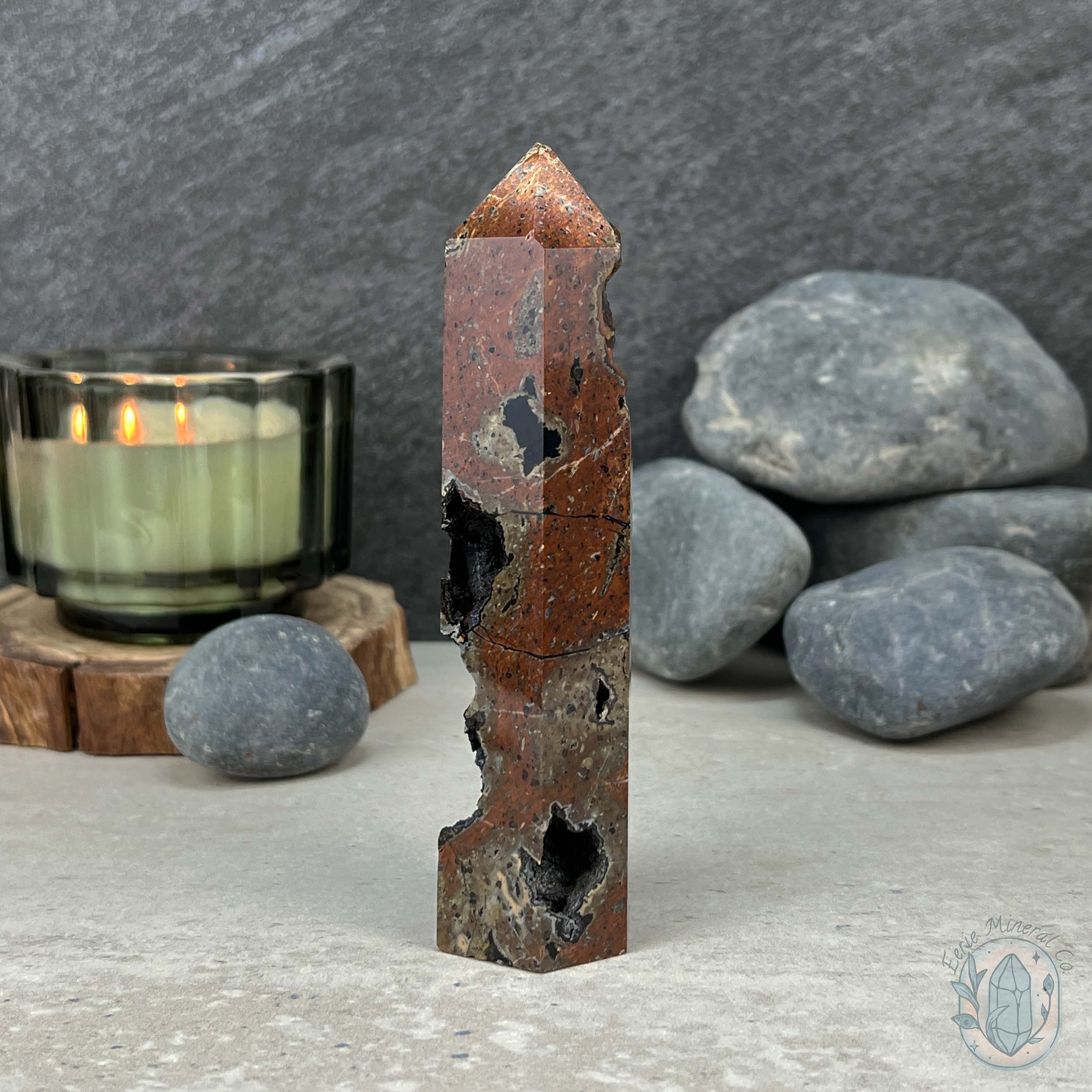 Polished Volcanic Red Fox Botryoidal Agate Tower | Eerie Mineral Co.