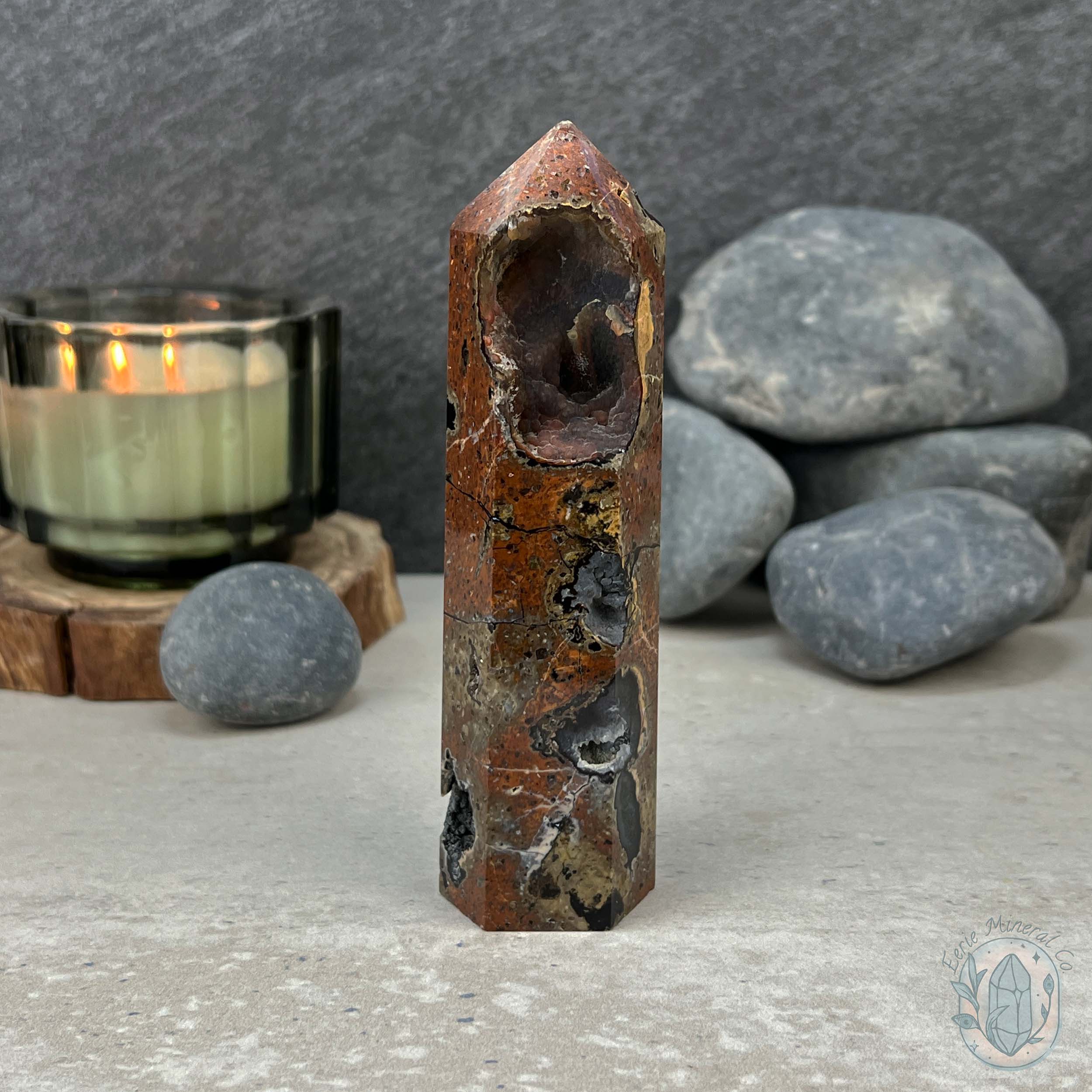 Polished Volcanic Red Fox Botryoidal Agate Tower | Eerie Mineral Co.