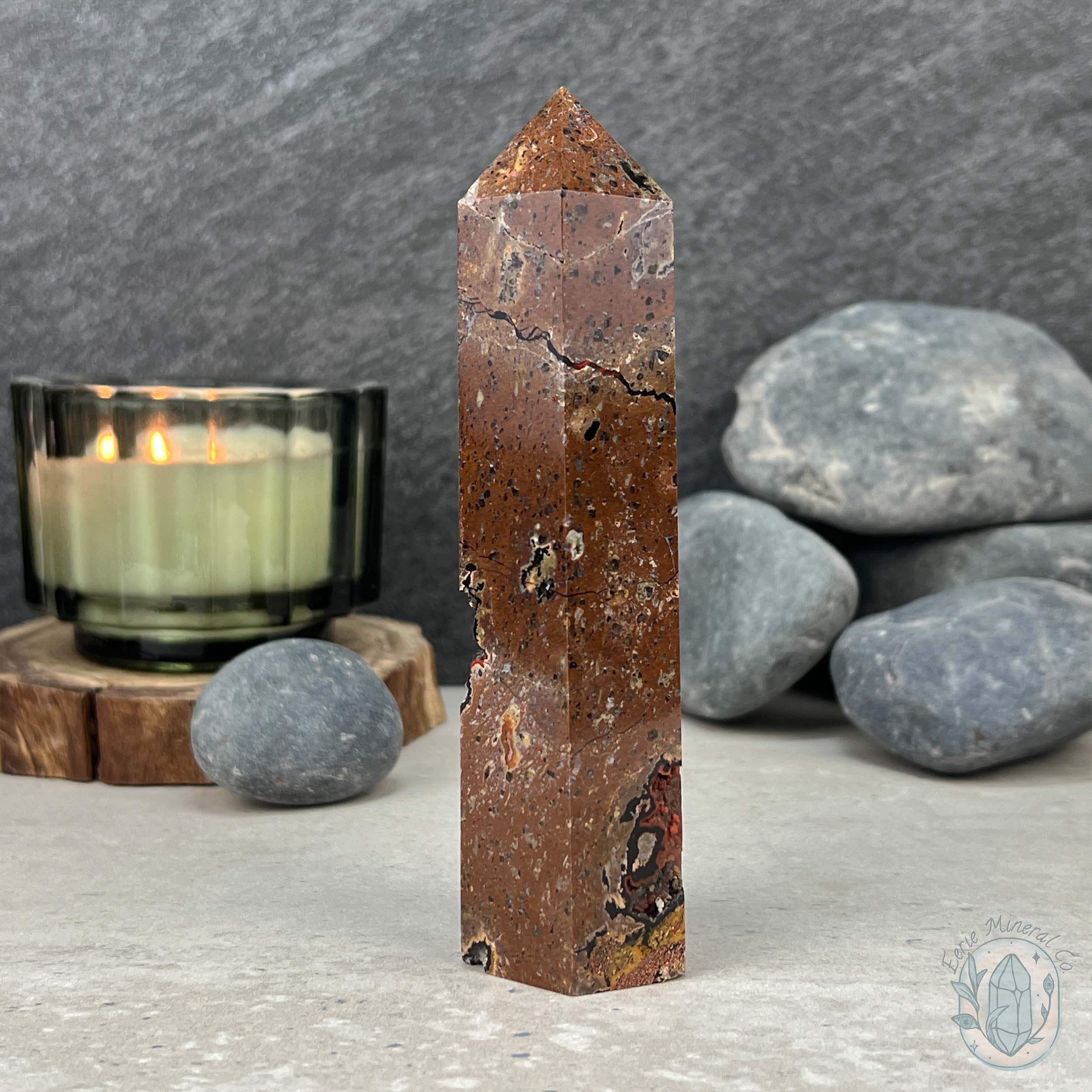 Polished Volcanic Red Fox Botryoidal Agate Tower | Eerie Mineral Co.