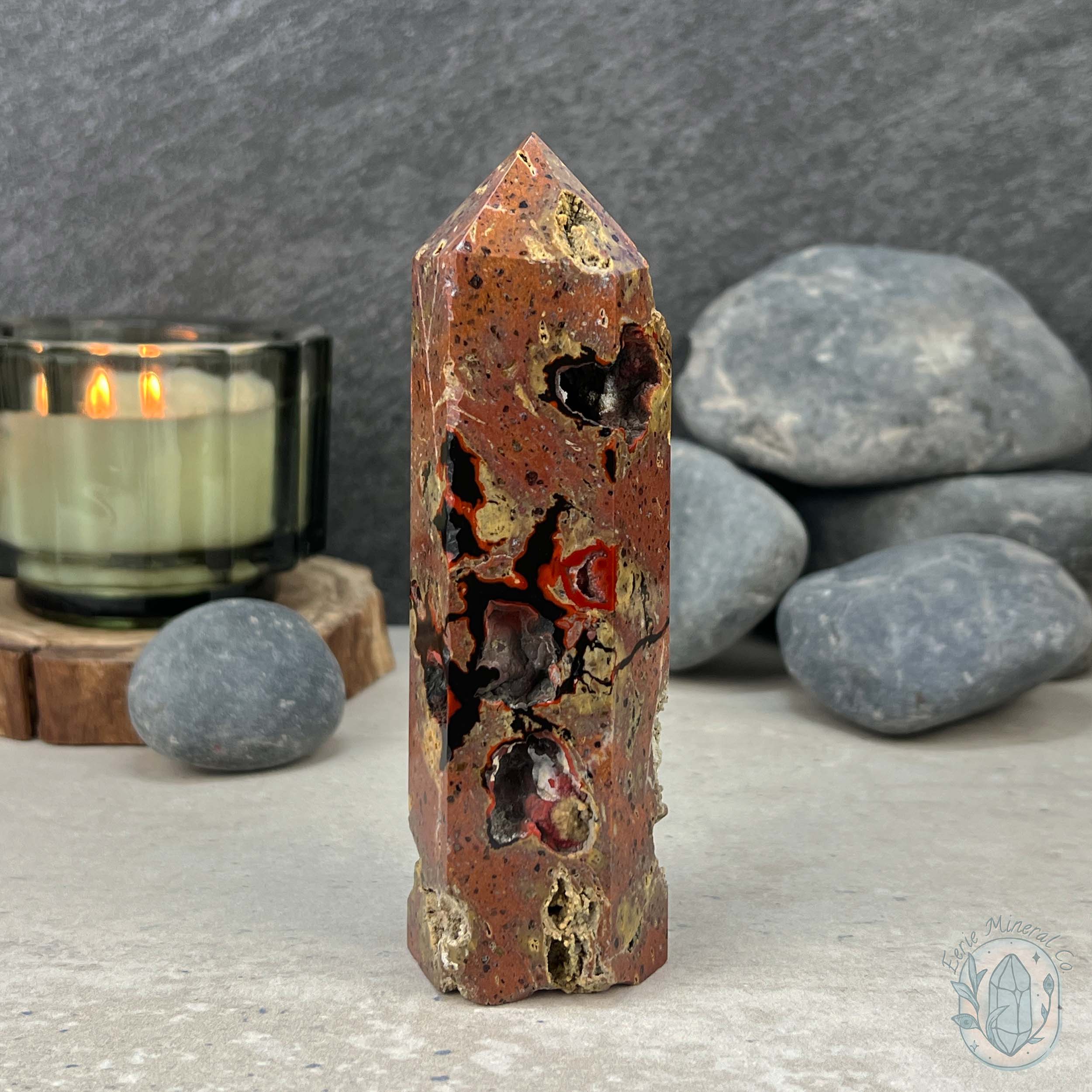 Polished Volcanic Red Fox Botryoidal Agate Tower | Eerie Mineral Co.