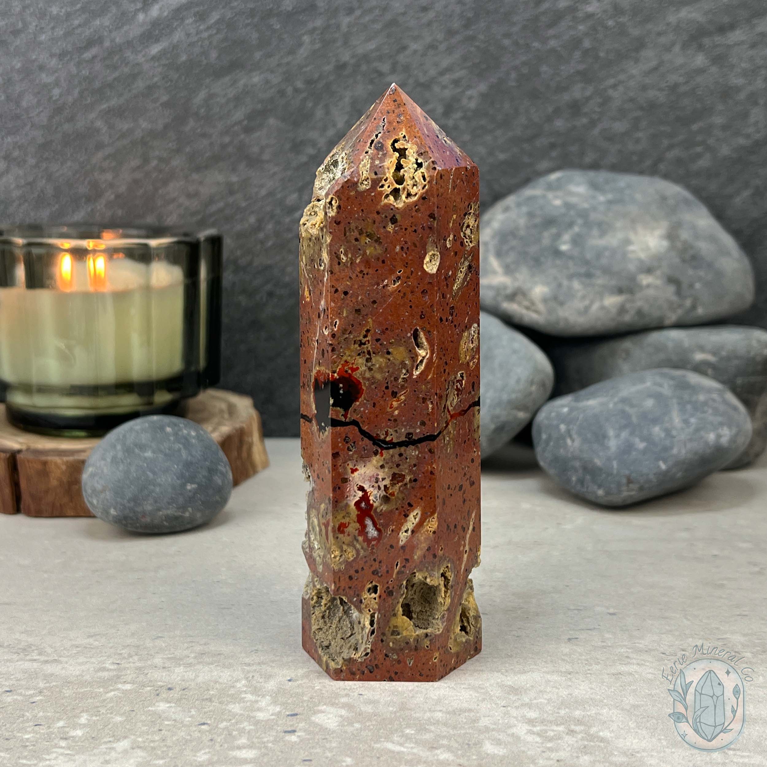 Polished Volcanic Red Fox Botryoidal Agate Tower | Eerie Mineral Co.