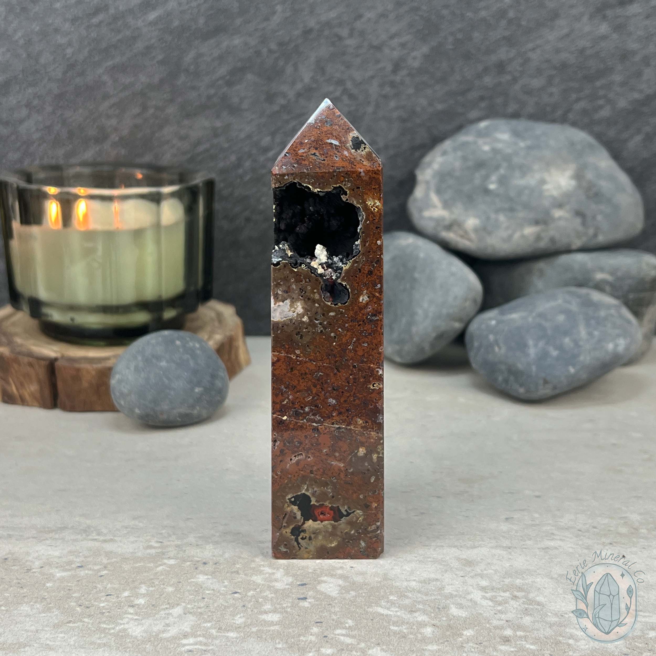 Polished Volcanic Red Fox Botryoidal Agate Tower | Eerie Mineral Co.