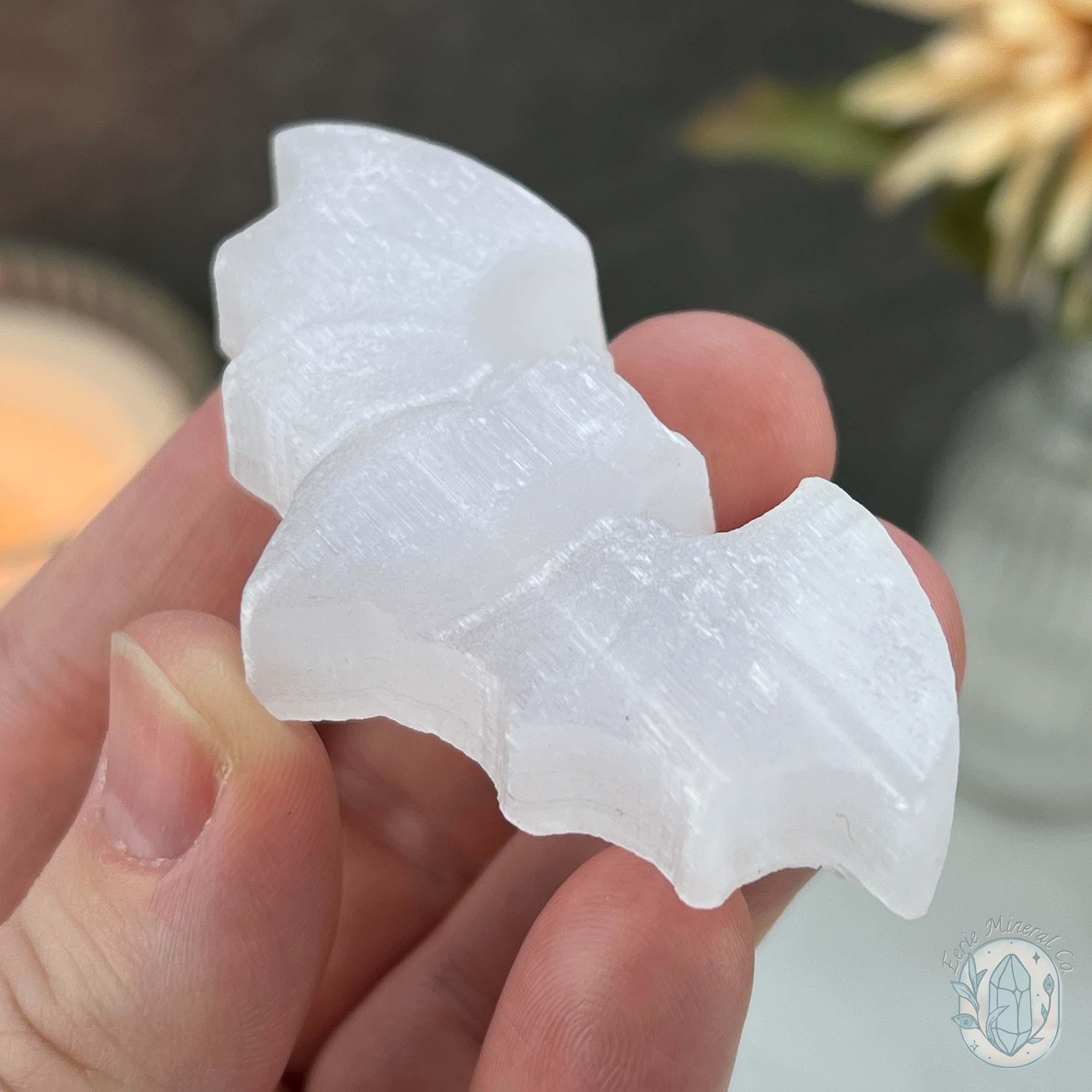 Raw Calcite Halloween Flying Bat Carvings | New Selenite Carvings ...