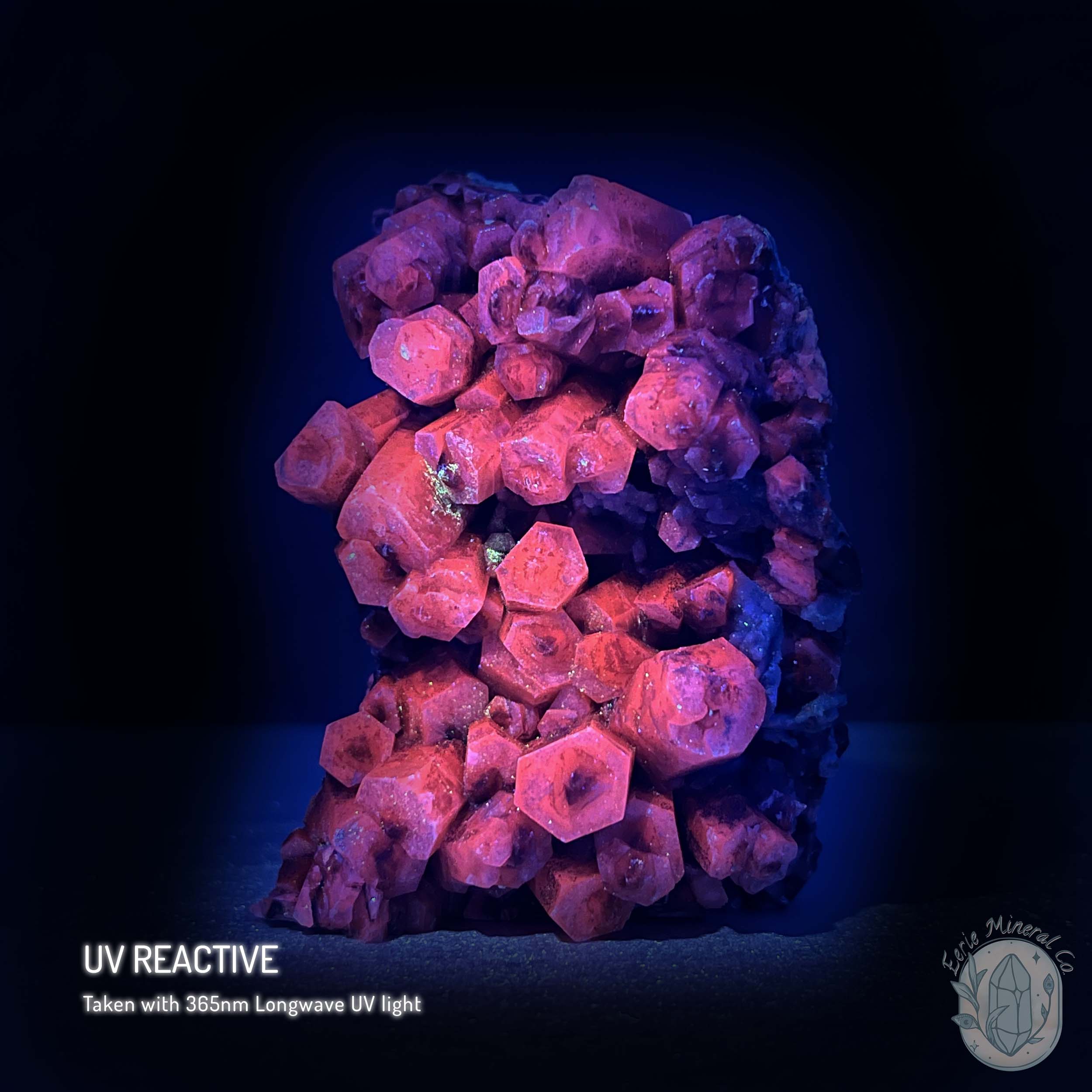 UV Reactive Columnar Calcite Cluster Specimen | Eerie Mineral Co.