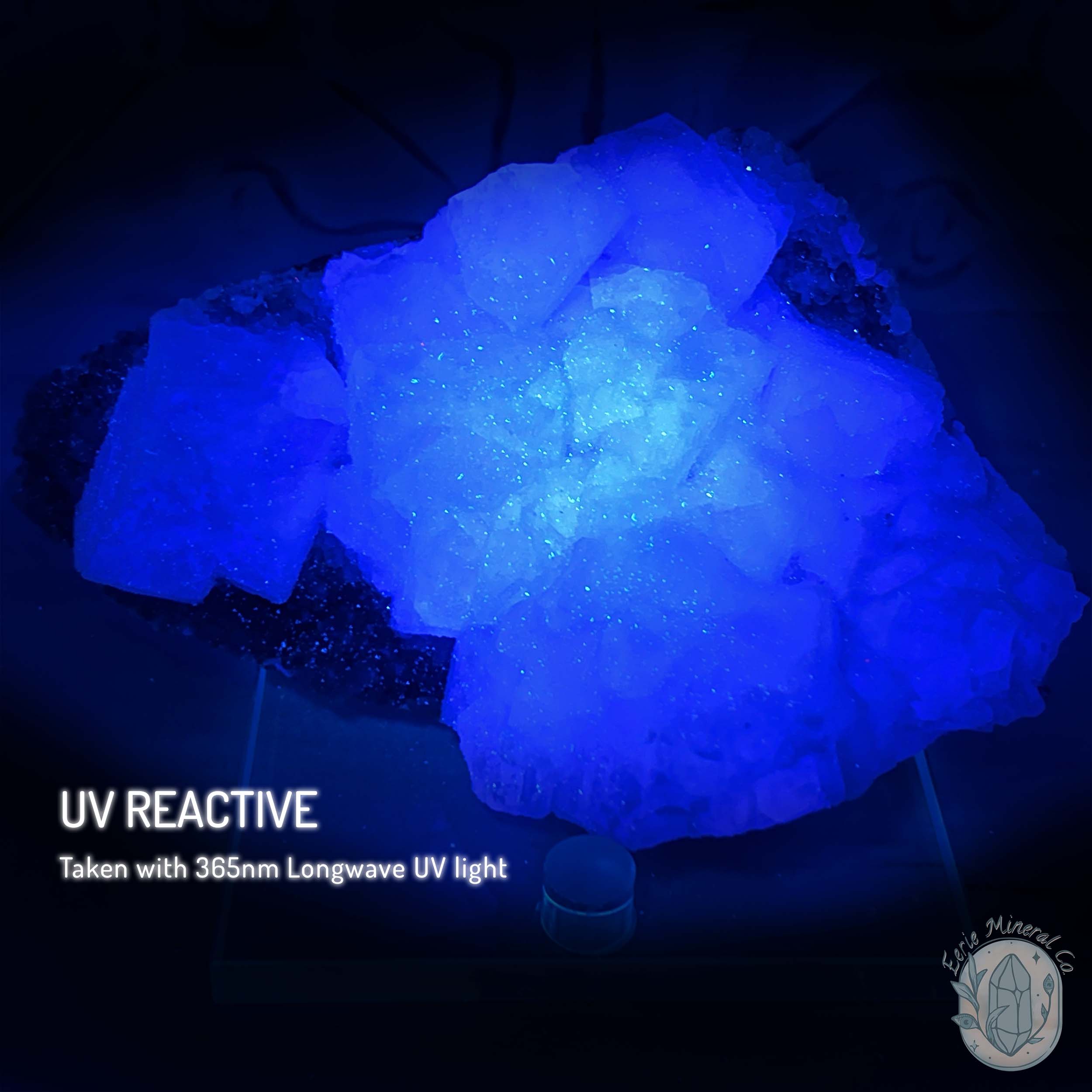 UV Reactive Green Fluorite With Druzy Quartz Specimen | New Specimens ...