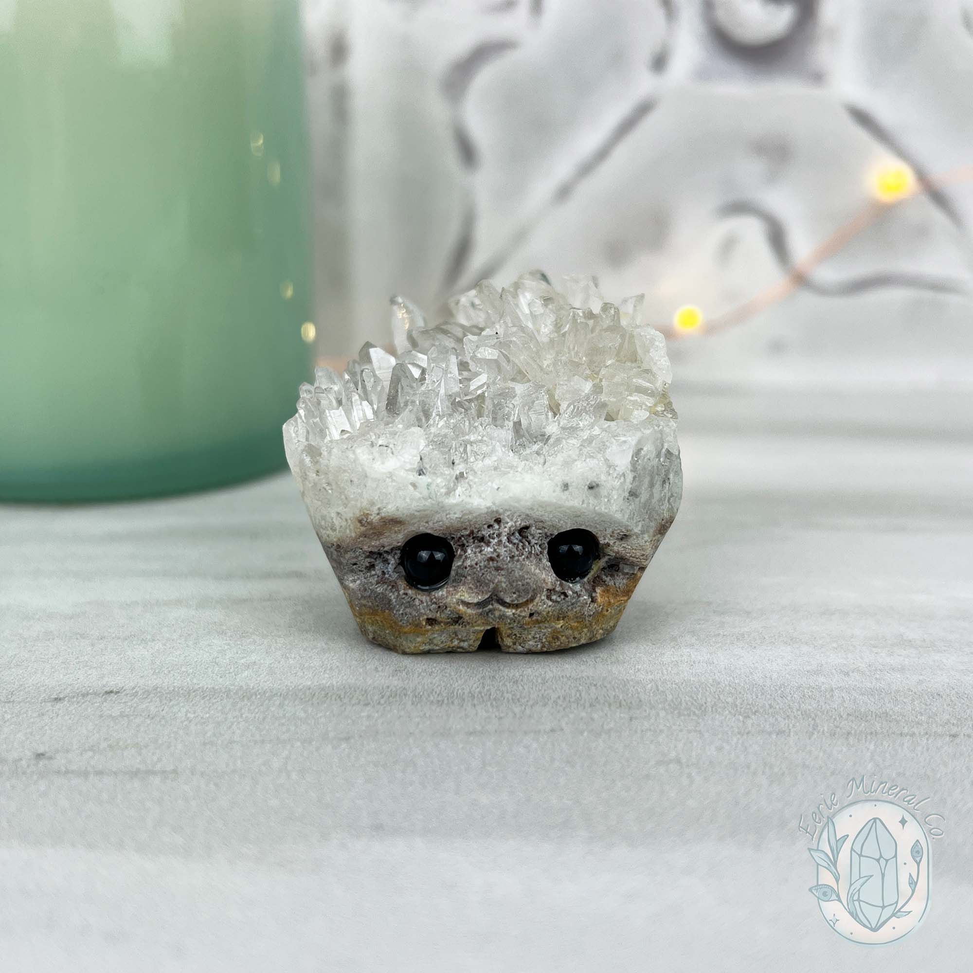 Clear Quartz Crystal Cluster Pet Rock Carving | Eerie Mineral Co.