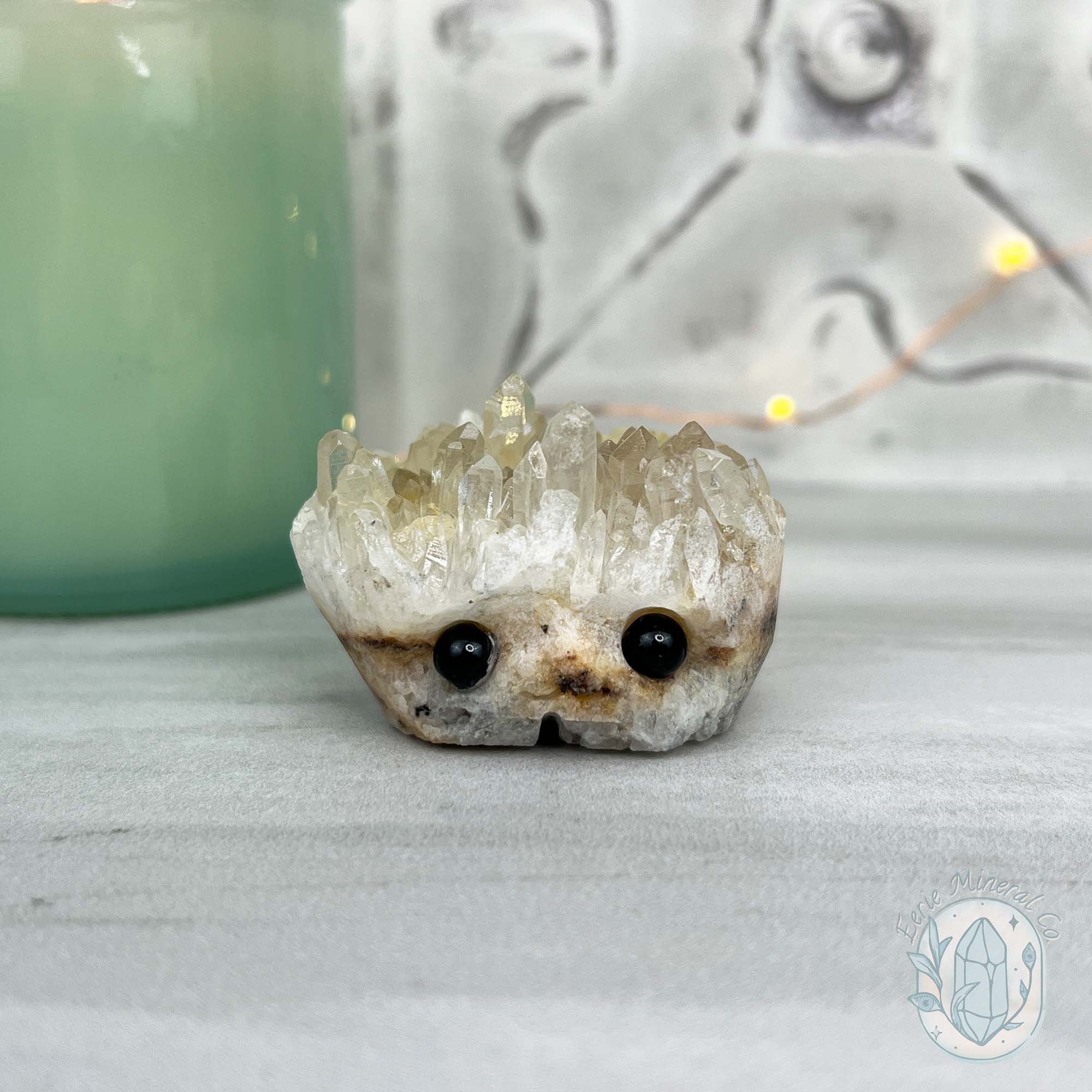 Clear Quartz Crystal Cluster Pet Rock Carving | Eerie Mineral Co.