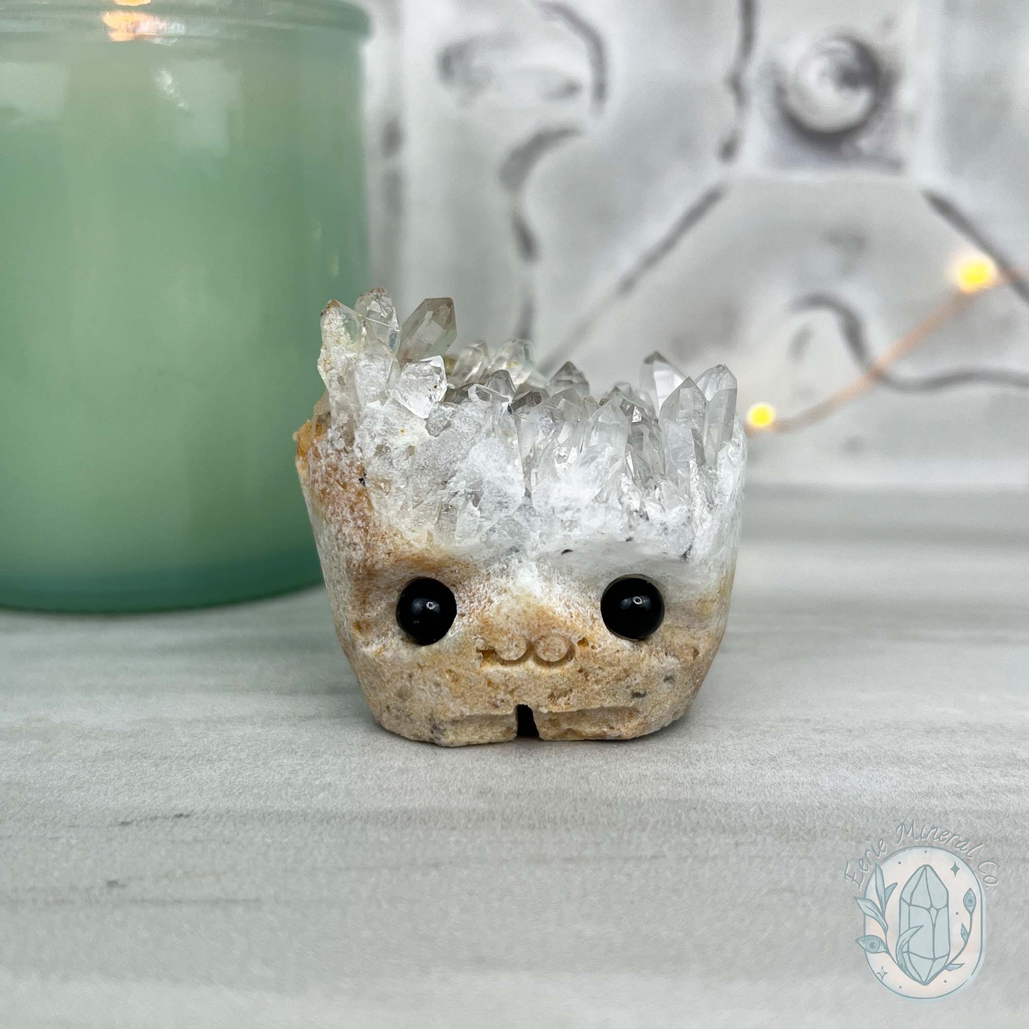 Clear Quartz Crystal Cluster Pet Rock Carving | Eerie Mineral Co.
