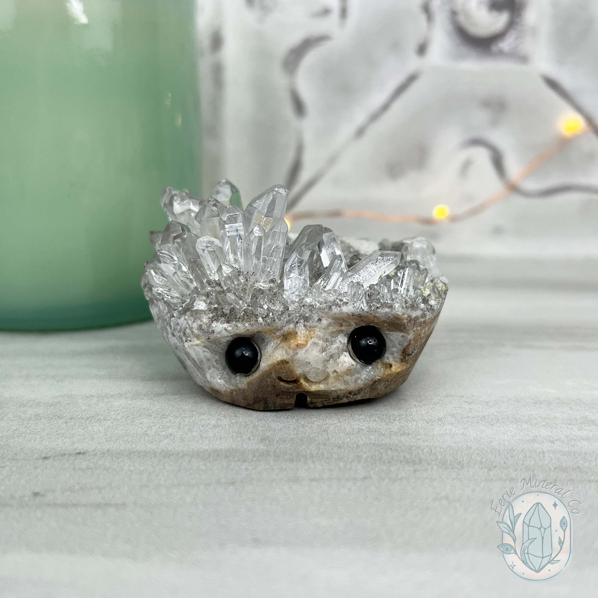 Clear Quartz Crystal Cluster Pet Rock Carving | Eerie Mineral Co.