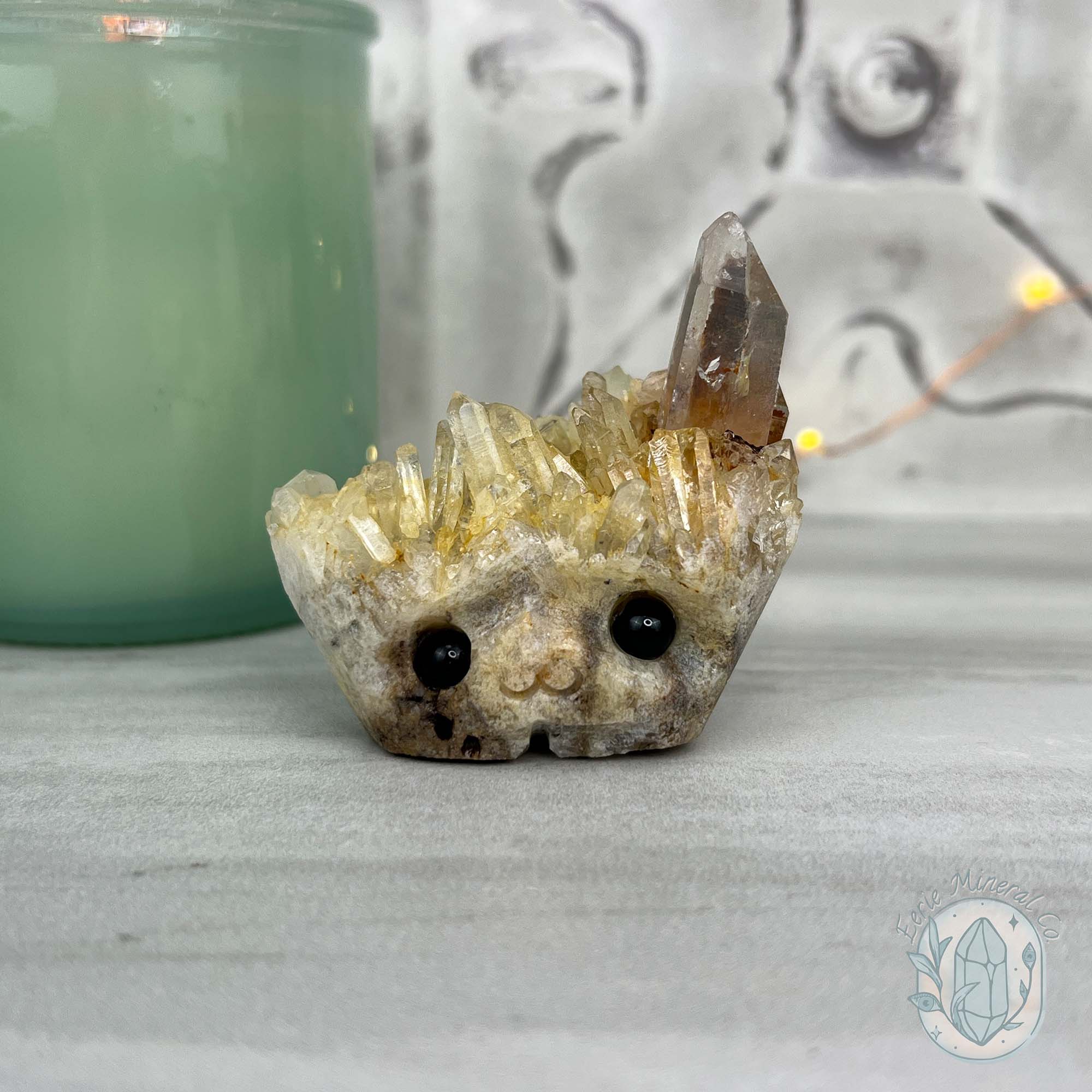 Clear Quartz Crystal Cluster Pet Rock Carving | Eerie Mineral Co.