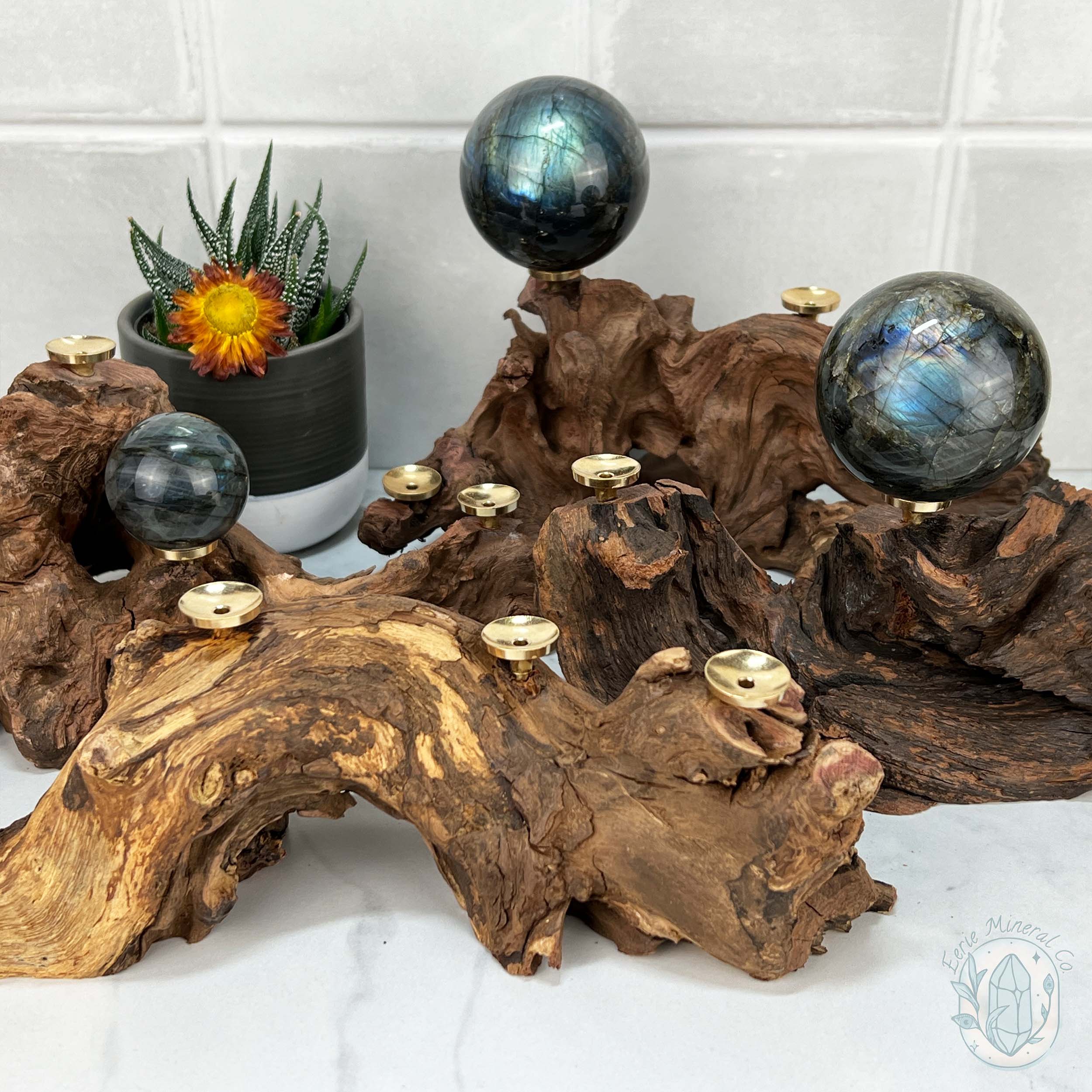 Driftwood Sphere Holder Stand for 4 Spheres - Crystals for Sale – Eerie ...