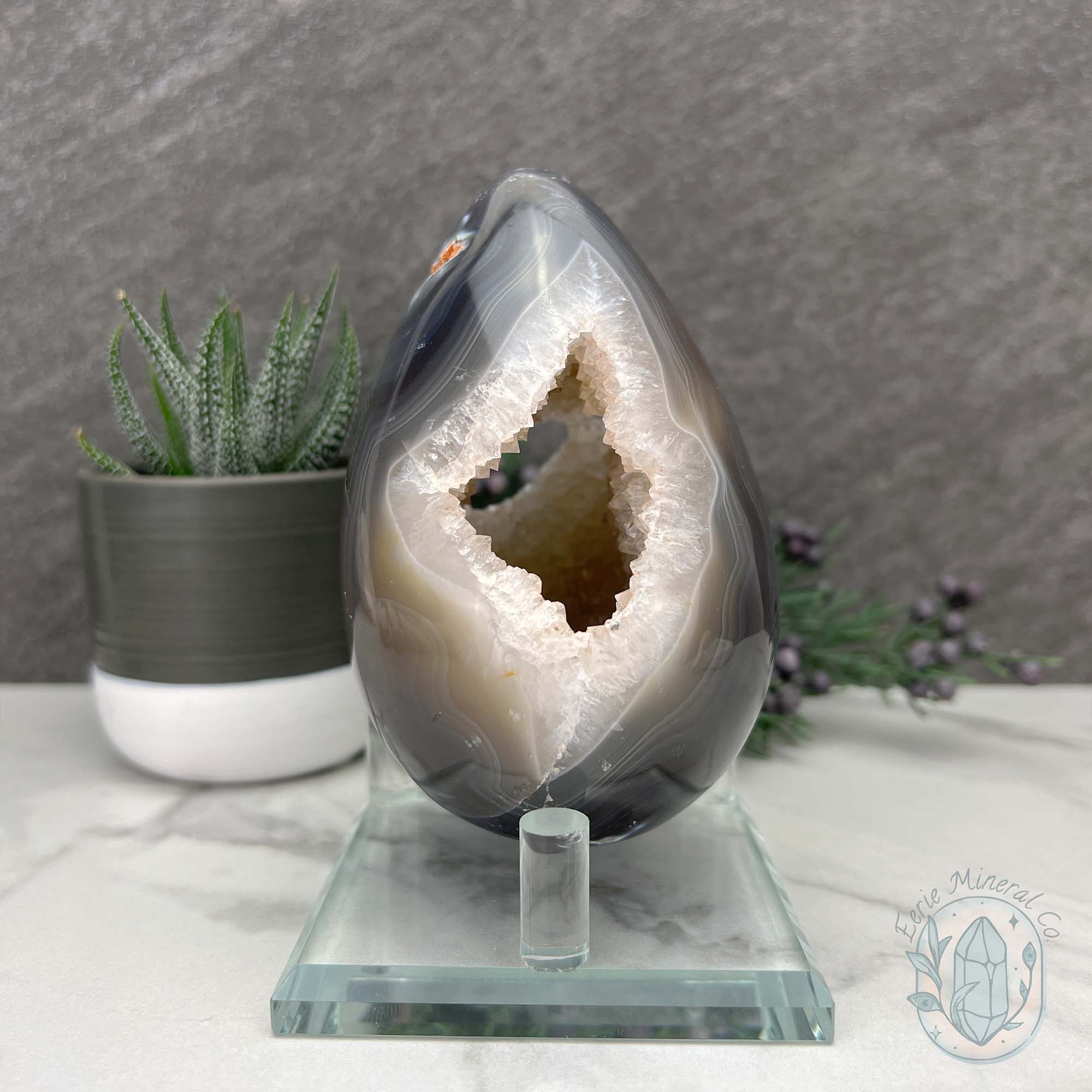 Orca Agate Geode Egg with Display Stand | Eerie Mineral Co.