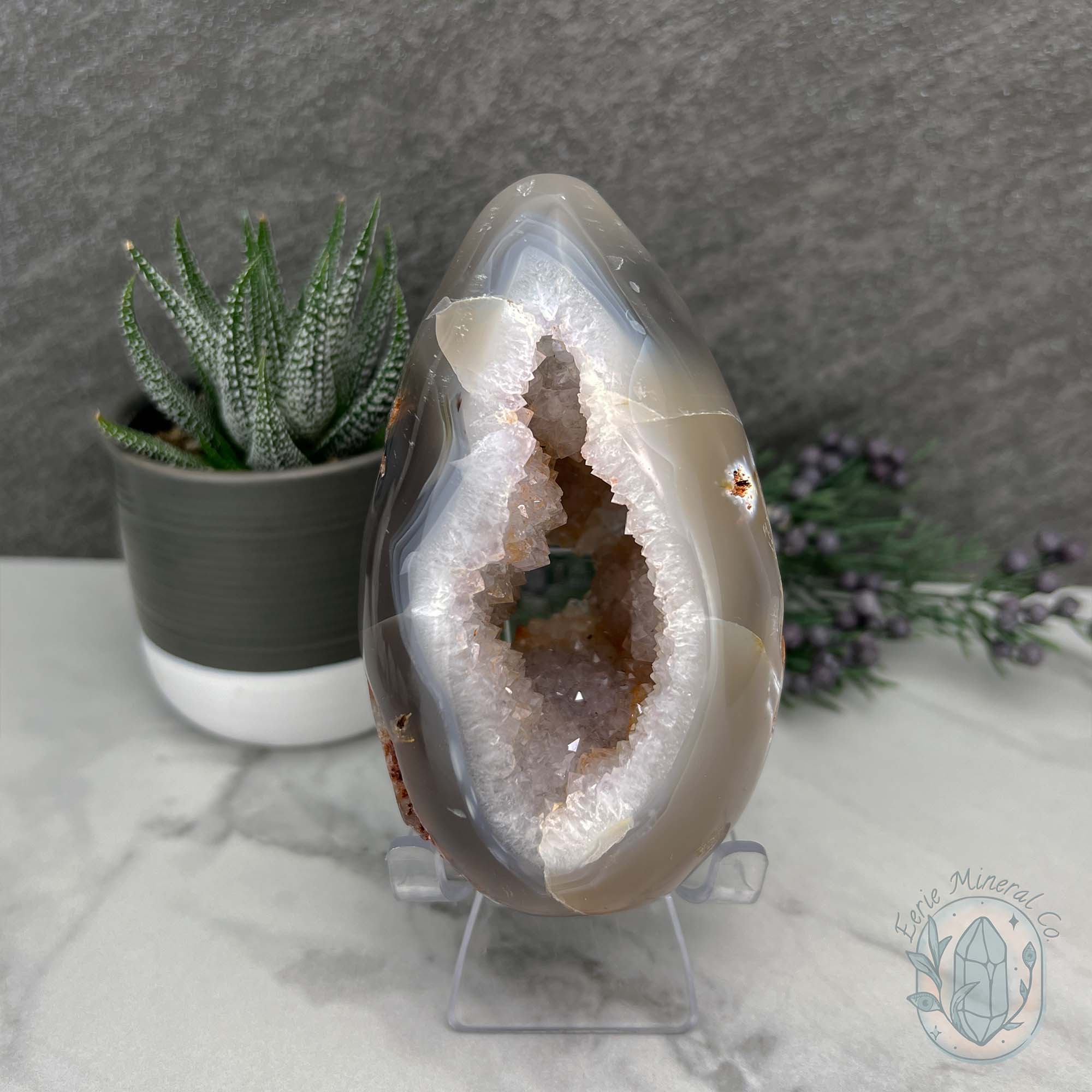 Orca Agate Geode Egg with Display Stand | Eerie Mineral Co.