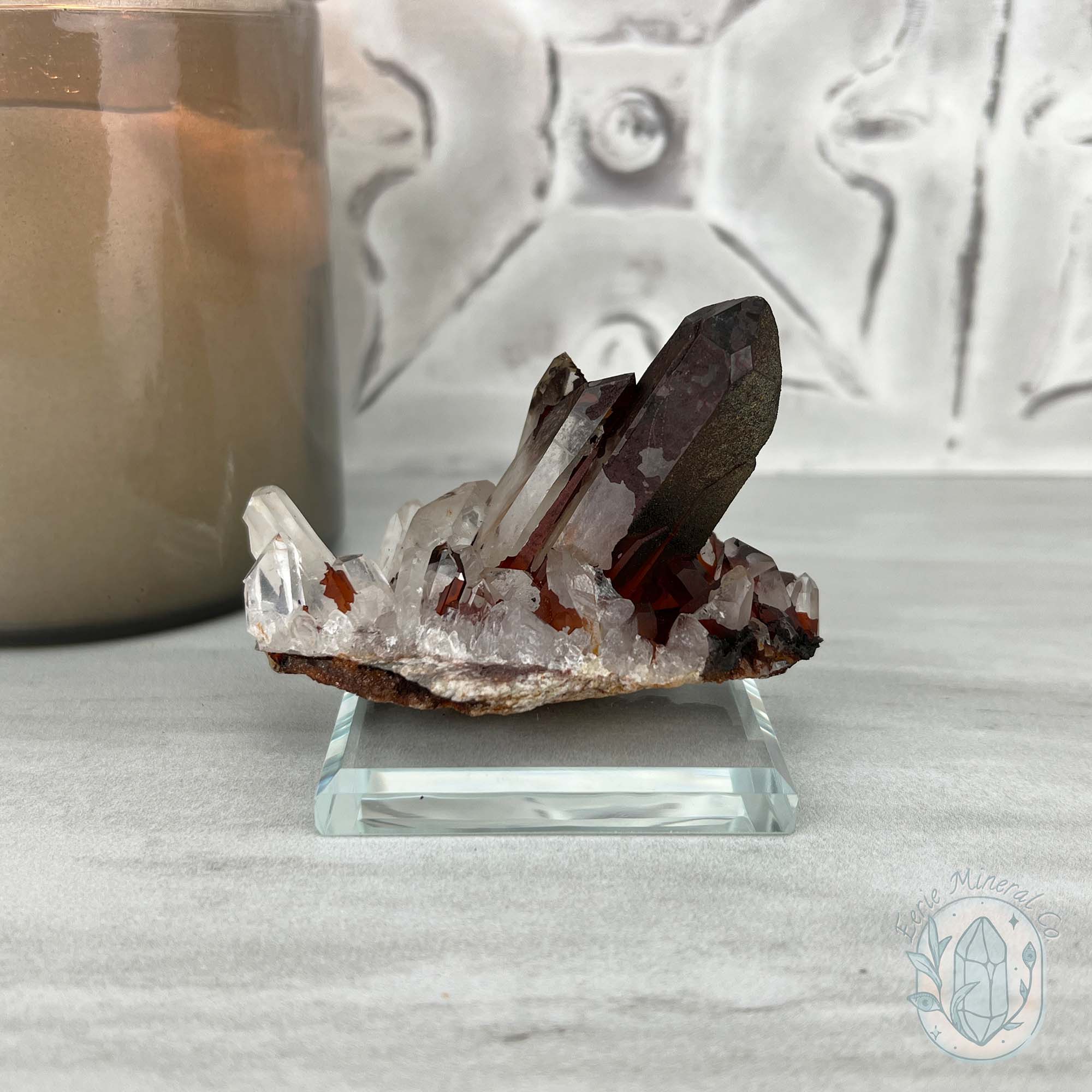 Red Hematite with Quartz Cluster Specimen | Eerie Mineral Co.