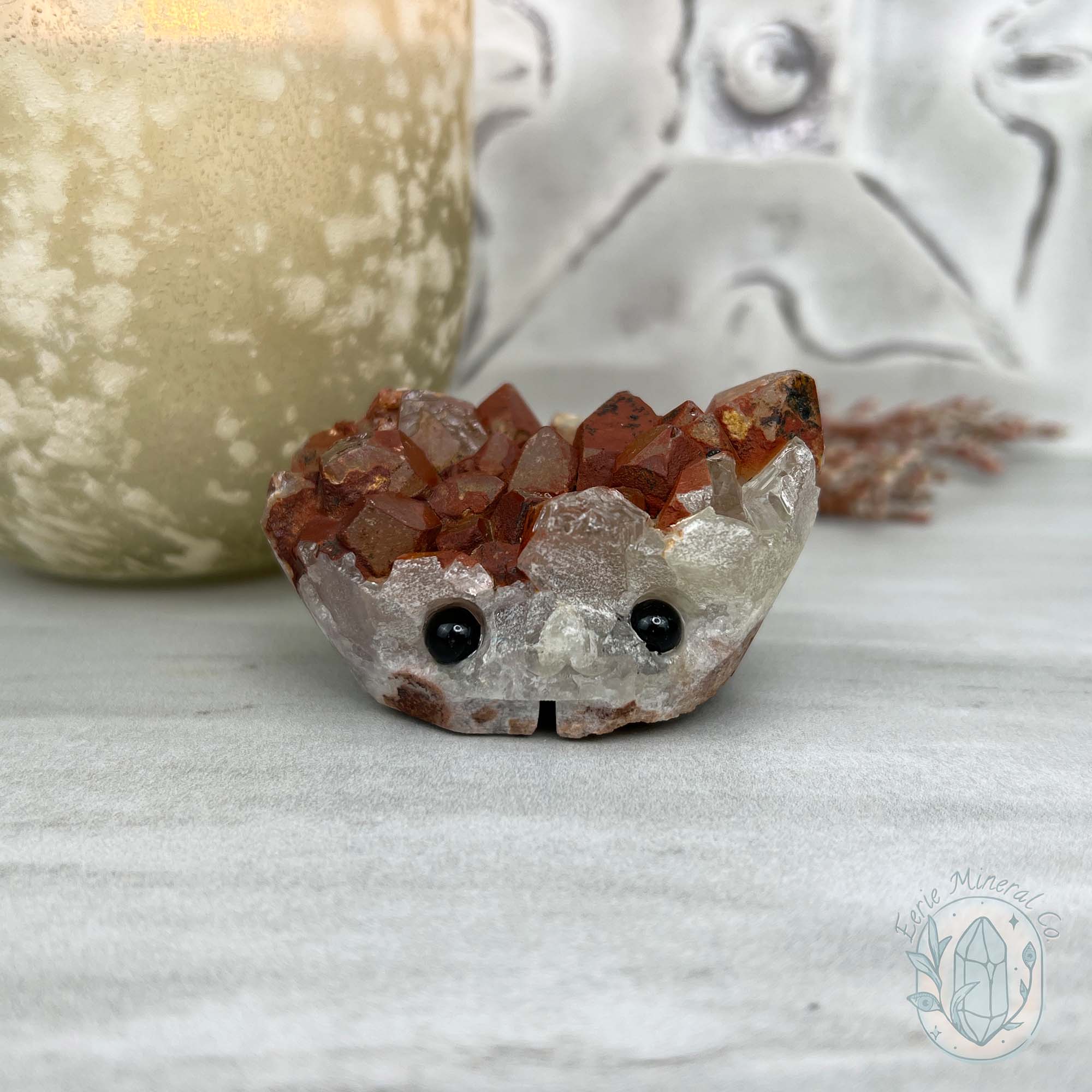 Quartz with Red Hematite Crystal Cluster Hedgehog | Eerie Mineral Co.