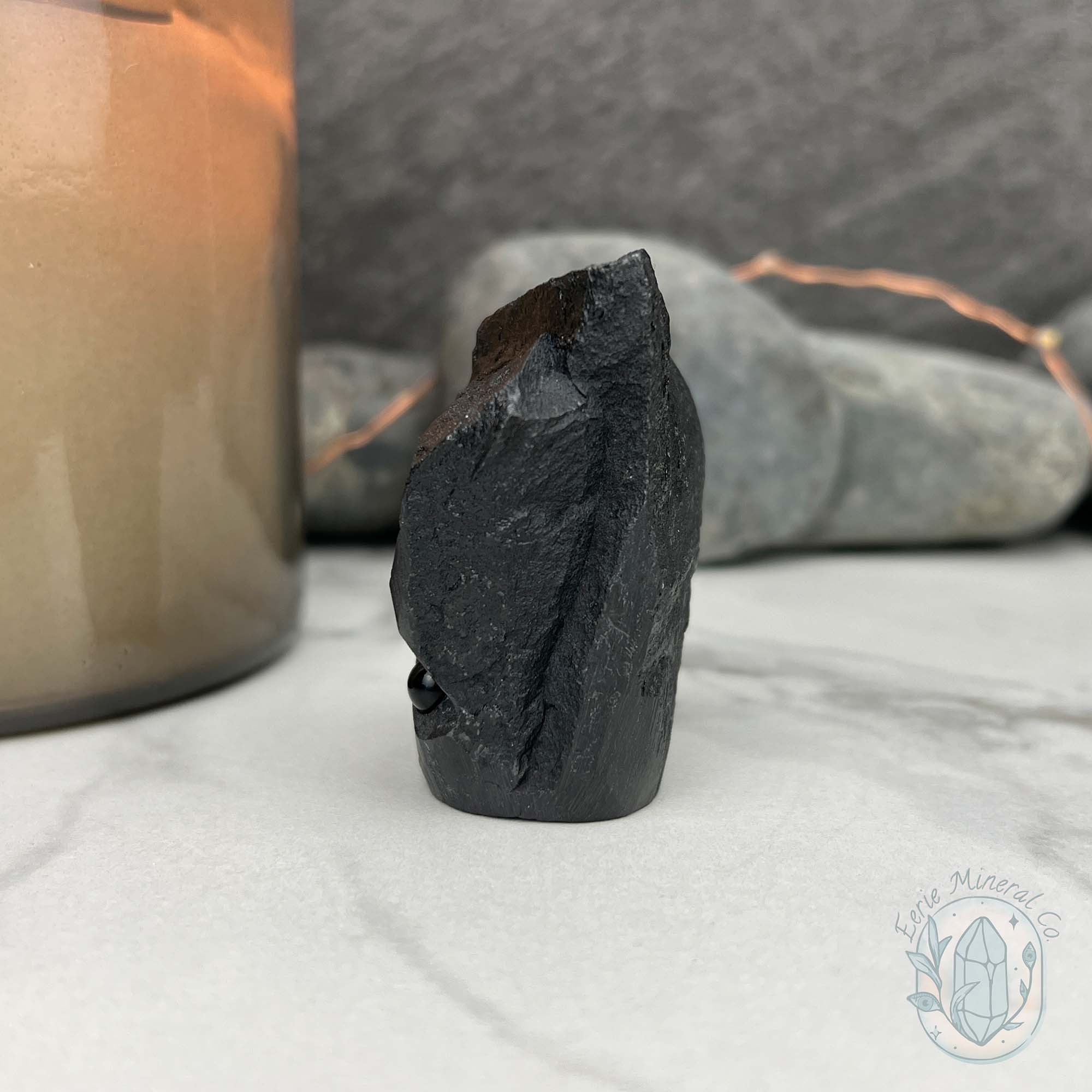 Natural Shungite Hedgehog Carving | Eerie Mineral Co.
