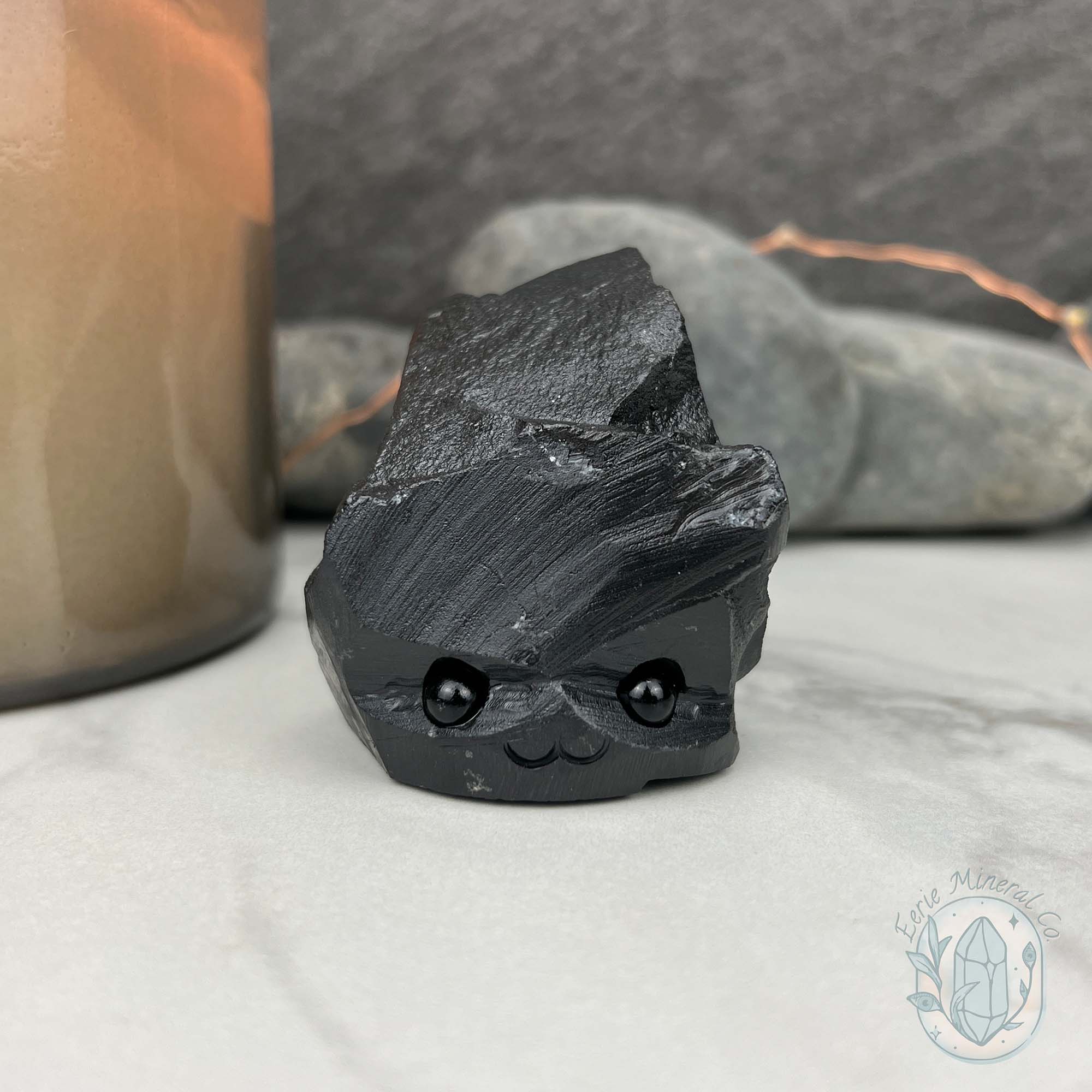 Natural Shungite Hedgehog Carving | Eerie Mineral Co.
