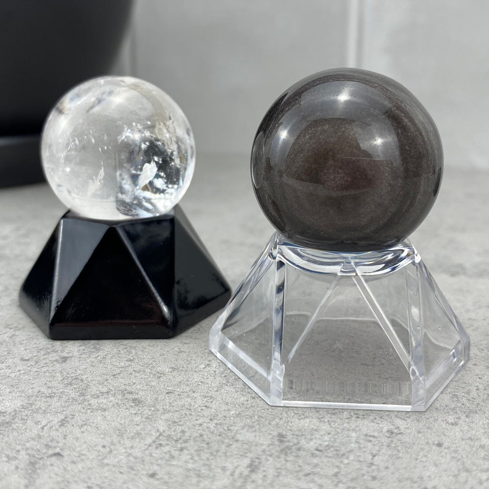 Clear Hexagon Sphere Holders | Eerie Mineral Co.