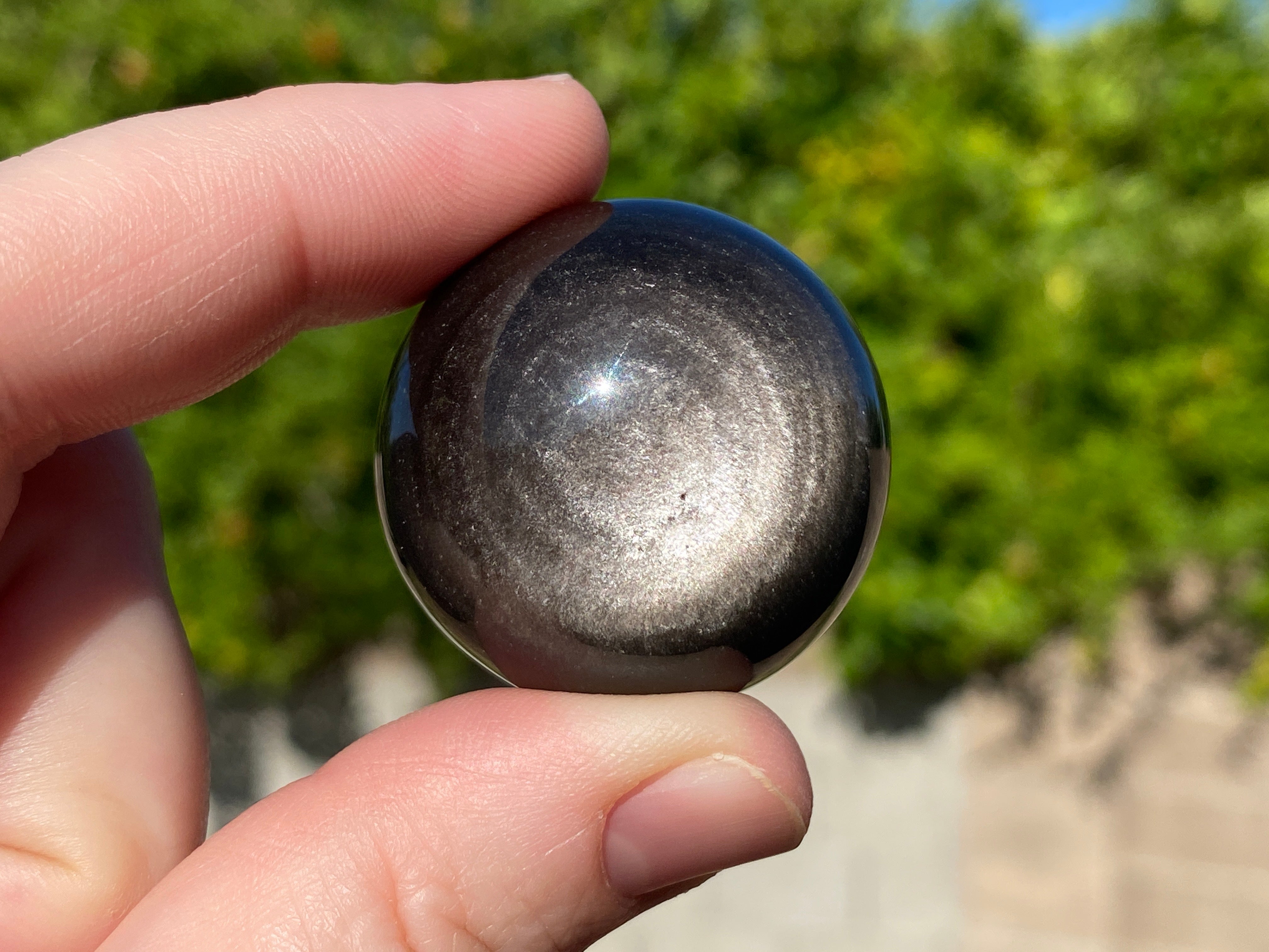 Silver Sheen Obsidian Sphere | Eerie Mineral Co.