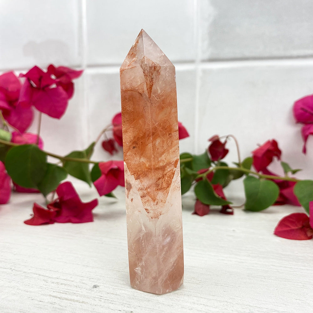 Polished Fire Quartz Tower | Eerie Mineral Co.