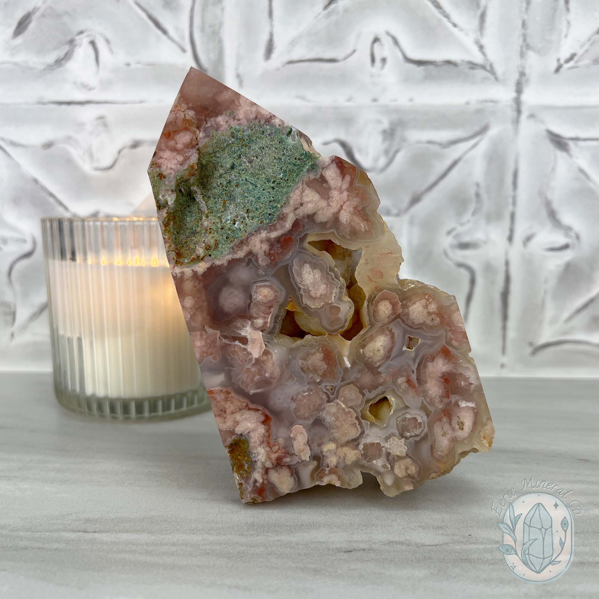 Large Flower Agate Tower Specimen | Eerie Mineral Co.