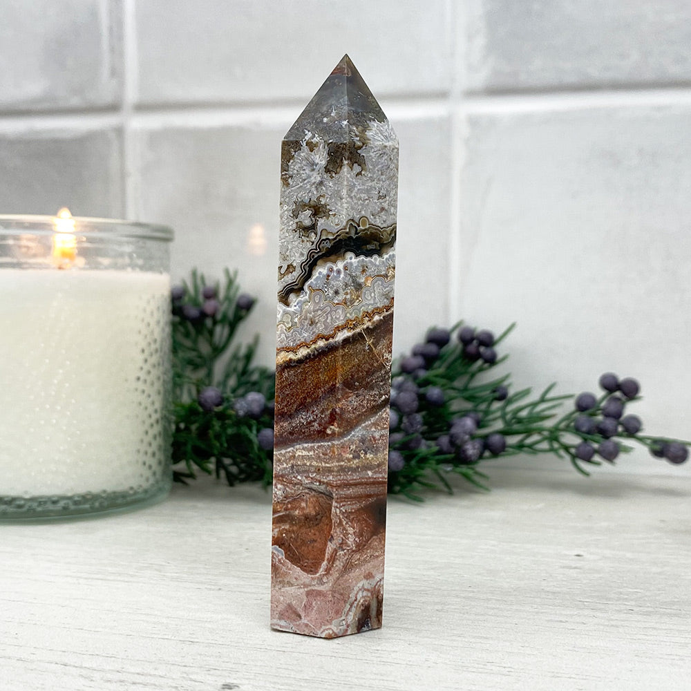 Polished Mexican Agate Tower | Eerie Mineral Co.