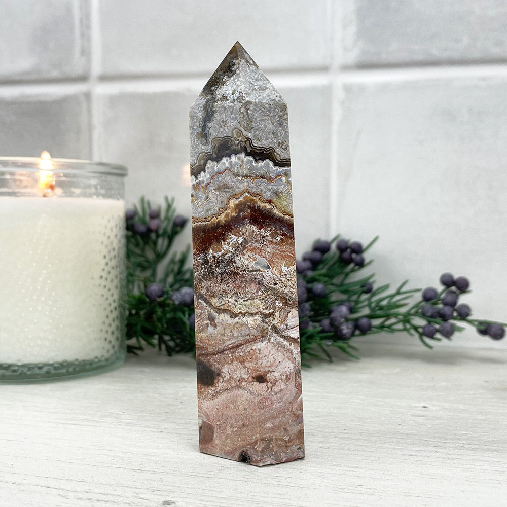 Polished Mexican Agate Tower | Eerie Mineral Co.