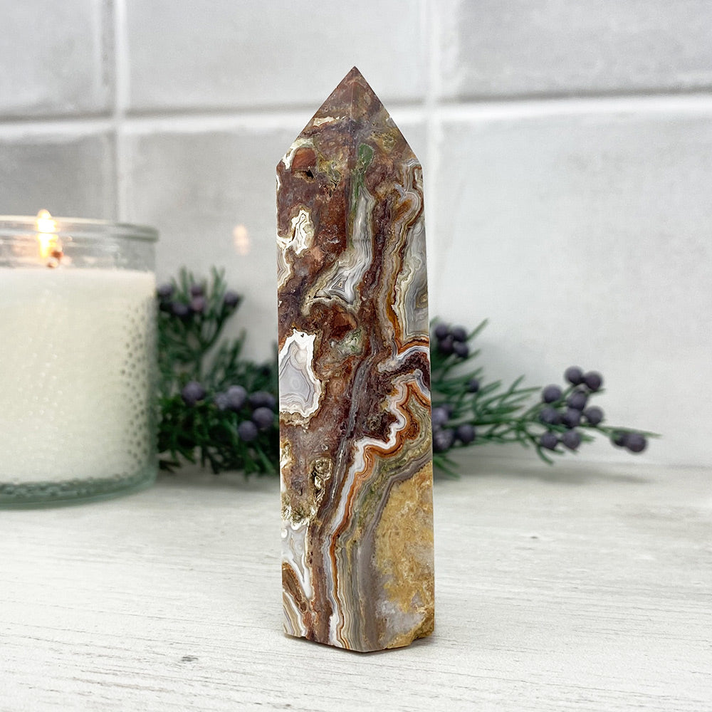 Polished Mexican Agate Tower | Eerie Mineral Co.