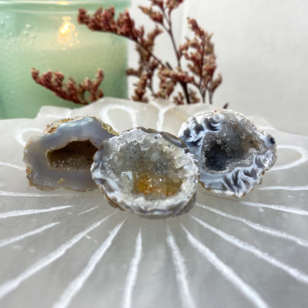 Trio Group Of Mini Geodes | Eerie Mineral Co.