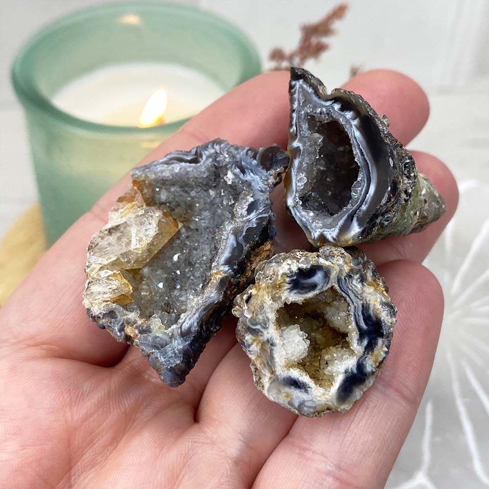 Trio Group Of Mini Geodes | Eerie Mineral Co.