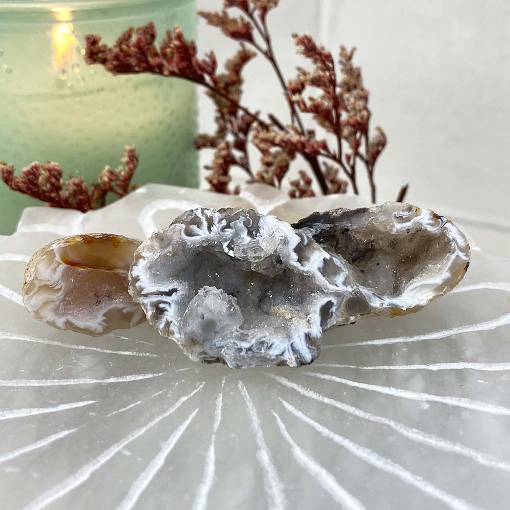 Trio Group Of Mini Geodes | Eerie Mineral Co.