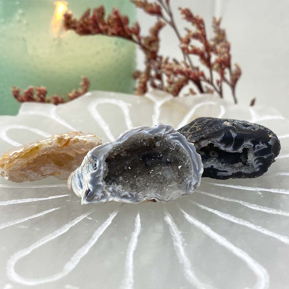 Trio Group Of Mini Geodes | Eerie Mineral Co.
