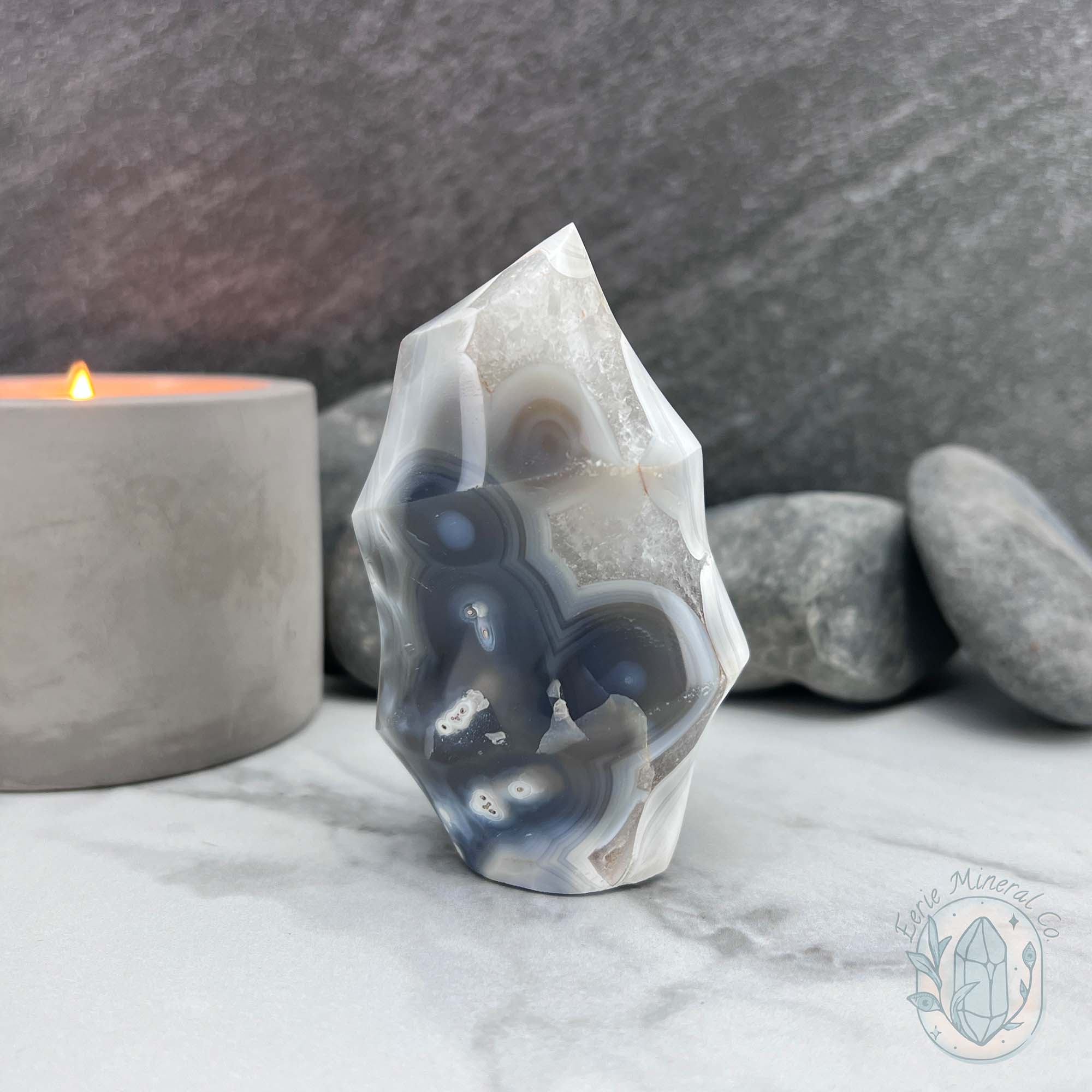 Polished Orca Agate Flame | Eerie Mineral Co.